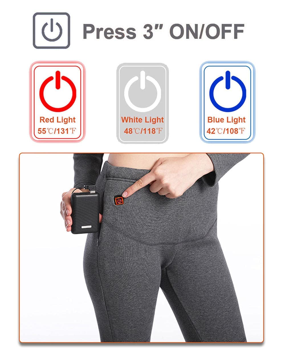 TRUNYAQI Women's Thermal Underwear Set, USB Electric Thermal Heated Long Johns Set with Fleece Lined Winter Snow Leggings for Women (black,Medium)