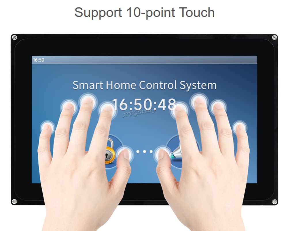 XYGStudy 10.1inch Capacitive Touch LCD (F), 1024 × 600, Toughened Glass, IPS Panel