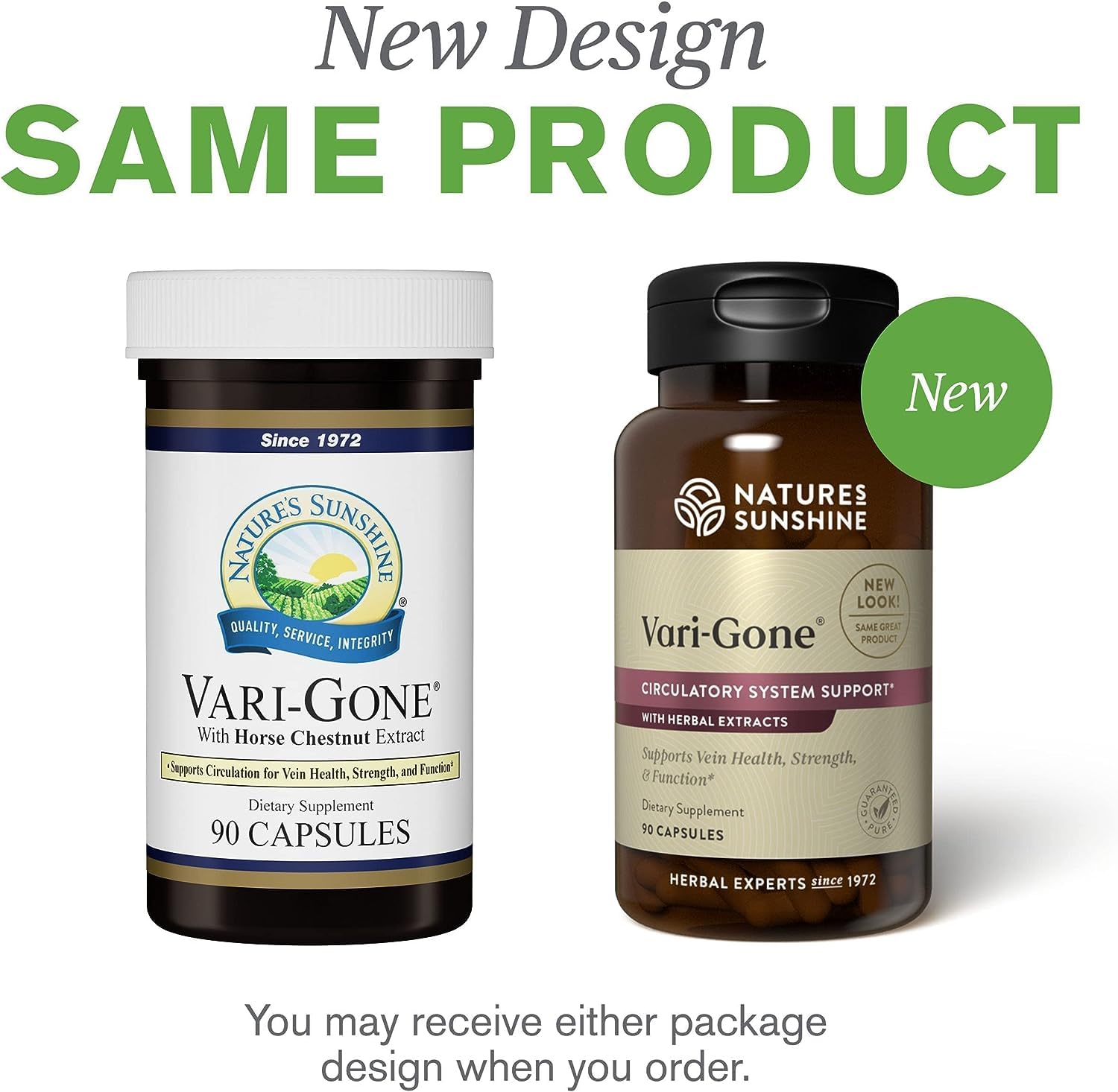 Nature's Sunshine Vari-Gone, 90 Capsules, Varicose Vein Supplements with 7 Powerful Herbs and Nutrients That Support Circulation for Vein Health, Strength, and Function