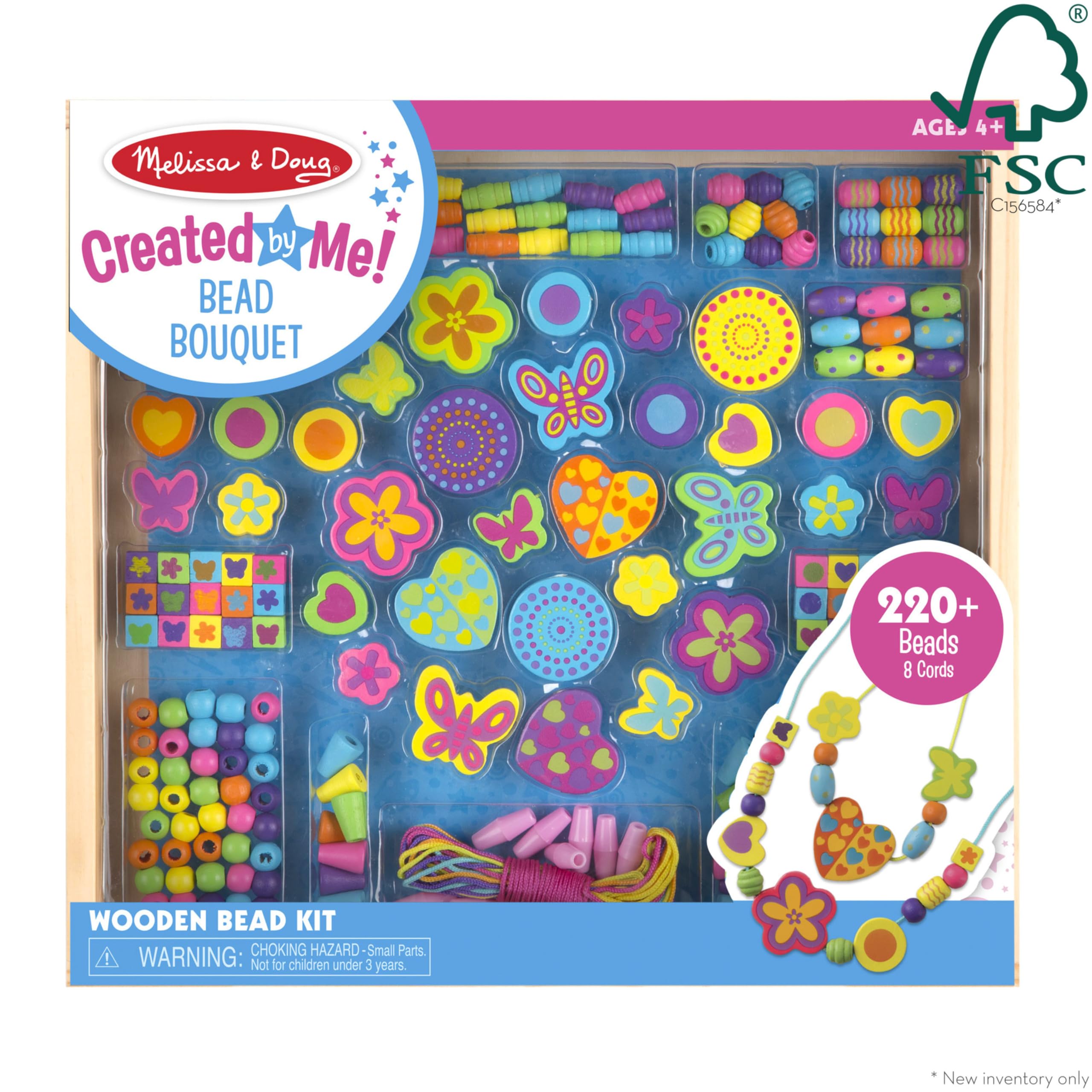 Melissa & Doug Created by Me! Bead Bouquet Deluxe Wooden Bead Set With 220+ Beads for Jewelry-Making, for 4+ years, Multicolor, 9½