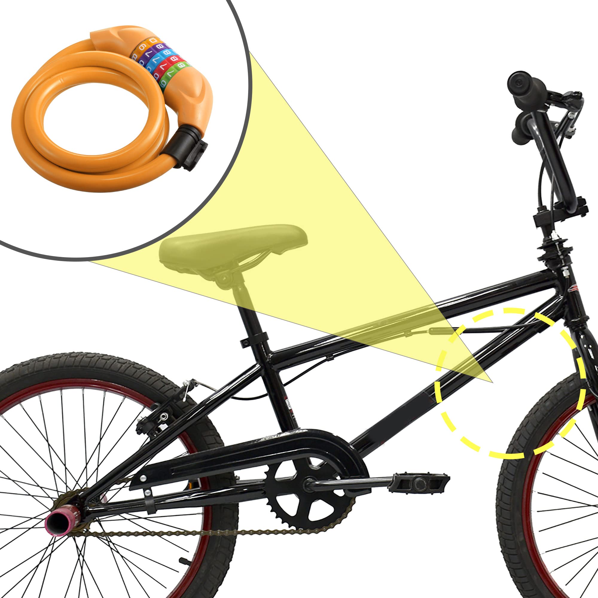 X AUTOHAUX Bike Locks Cable Portable 5 Digit Security Resettable Combination Bicycle Cable Lock 4 Feet Long 1/2 Inch Diameter Black