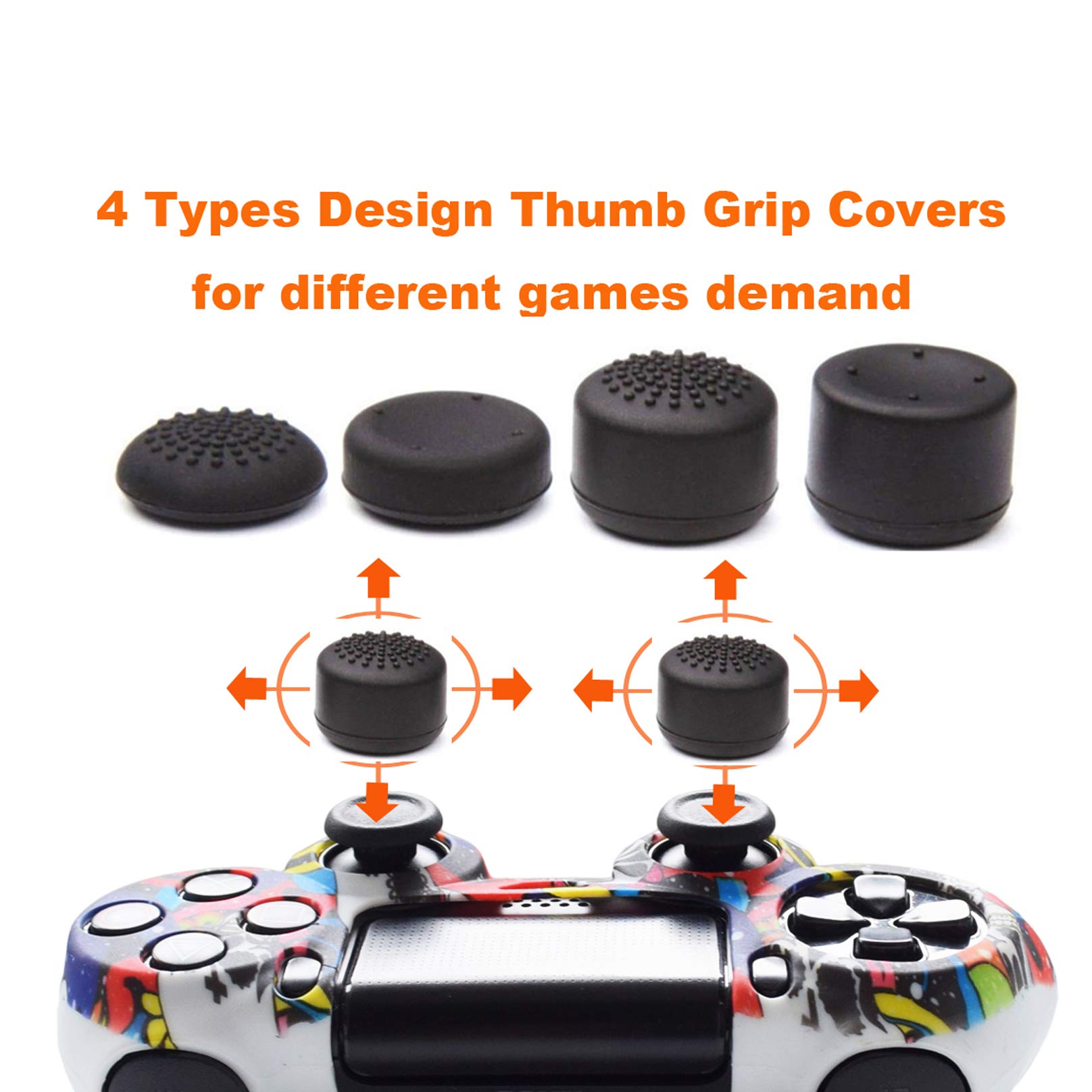 Skin for PS5 Controller Grips,Pandaren Skin Texture Pattern Cover for PlayStation 5 Sweat-Proof Anti-Slip Silicone Cover Hand Grip x 2 with 8pcs FPS Pro Thumb Stick Cap Protector(Camouflage Blue&Red)