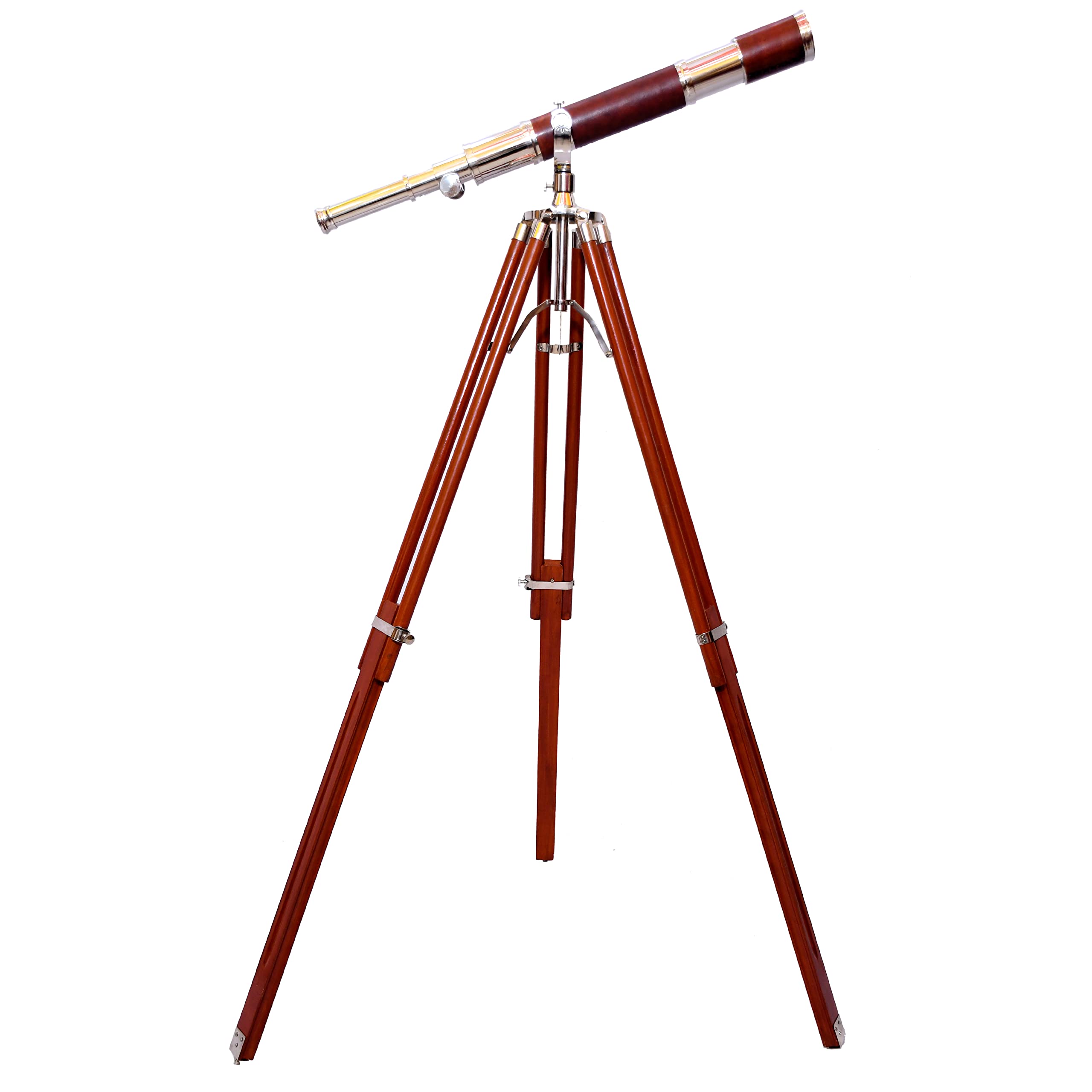 Marine Standard High Magnification Tube Telescope Handmade Antique Tripod Telescope Single Barrel Spyglass Nautical Decorative