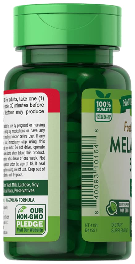 Nature's Truth Melatonin 5 mg Fast Dissolve Tabs Natural Berry Flavor - 90 ct, Pack of 2