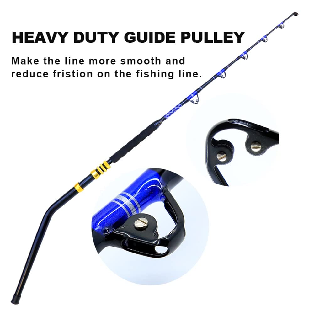 Topline Tackle Deep Sea Fishing Rod, Heavy Duty Bent Butt Trolling Rod with Roller Guides,Conventional Fishing Rod