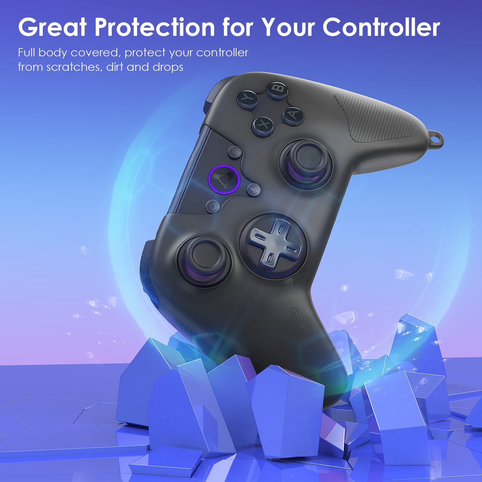 TiMOVO Silicone Cover Case for Luna Controller, Protective Skin Cover with 4 Thumb Grip Caps Dustproof Anti-Slip Anti-Scratch Handle Sleeve for Luna Game Controller, Black