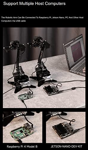 XYGStudy Wireless Control High-Torque Serial Bus Servo Desktop Robotic Arm Kit for Raspberry Pi and Jetson Nano, Based On ESP32, 5-DOF, Supports WiFi and UART Communication