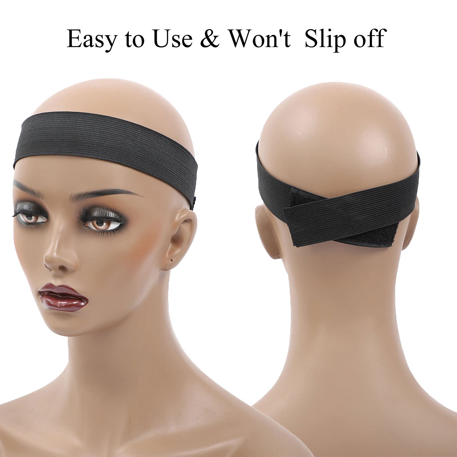 PIESOYRI 3PCS Elastic Wig Bands - Lace Melting, Adjustable Lace Front Bands for Comfortable Edge Laying