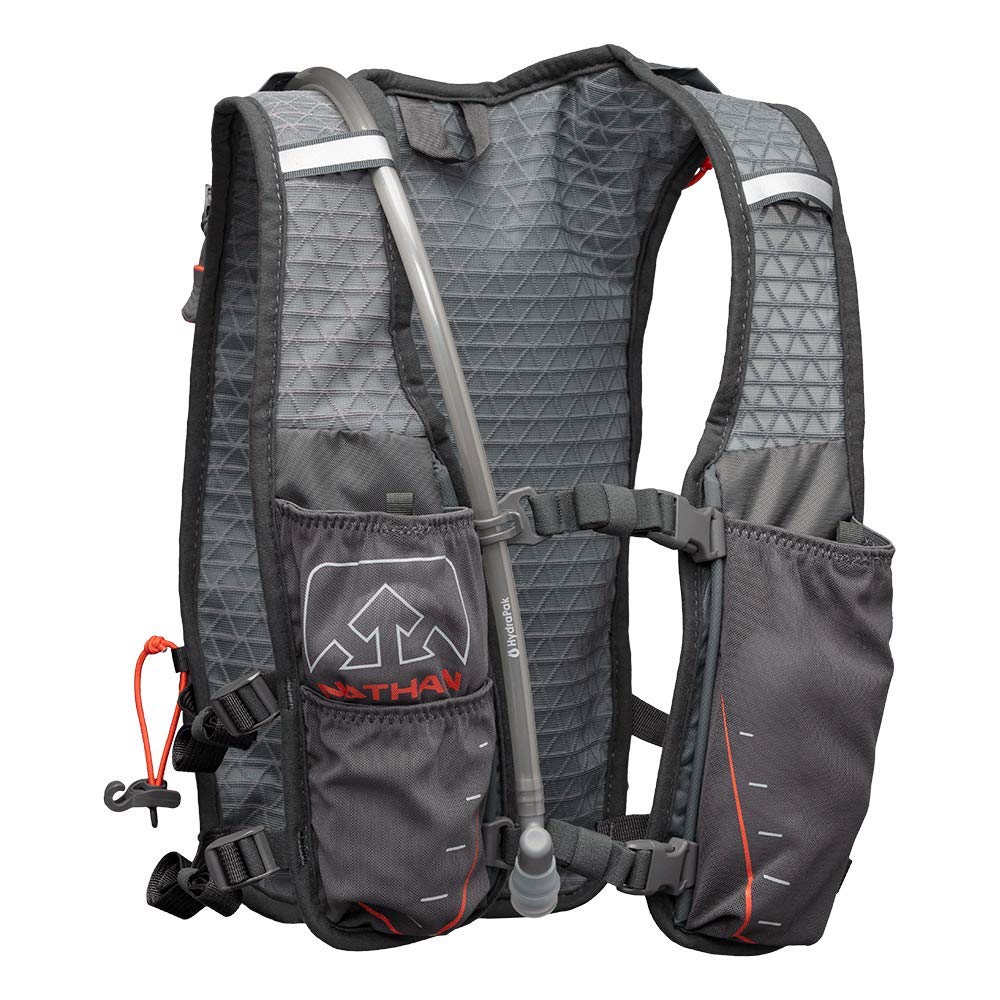 Nathan TrailMix Running Vest/Hydration Pack. 7L (7 Liters) for Men and Women | 2L Bladder Included (2 liters). Zipper, Phone Holder, Water (Blue, One Size Fits Most)