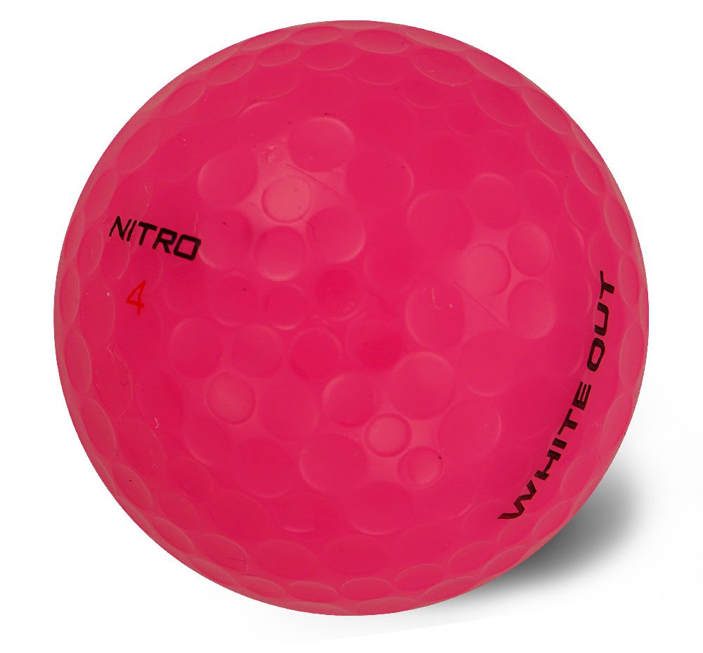 Nitro Long Distance Peak Performance Golf Balls (15PK) All Levels White Out 70 Compression High Velocity White Hot Core Long Distance Golf Balls USGA Approved-Total of 15-Hot Pink