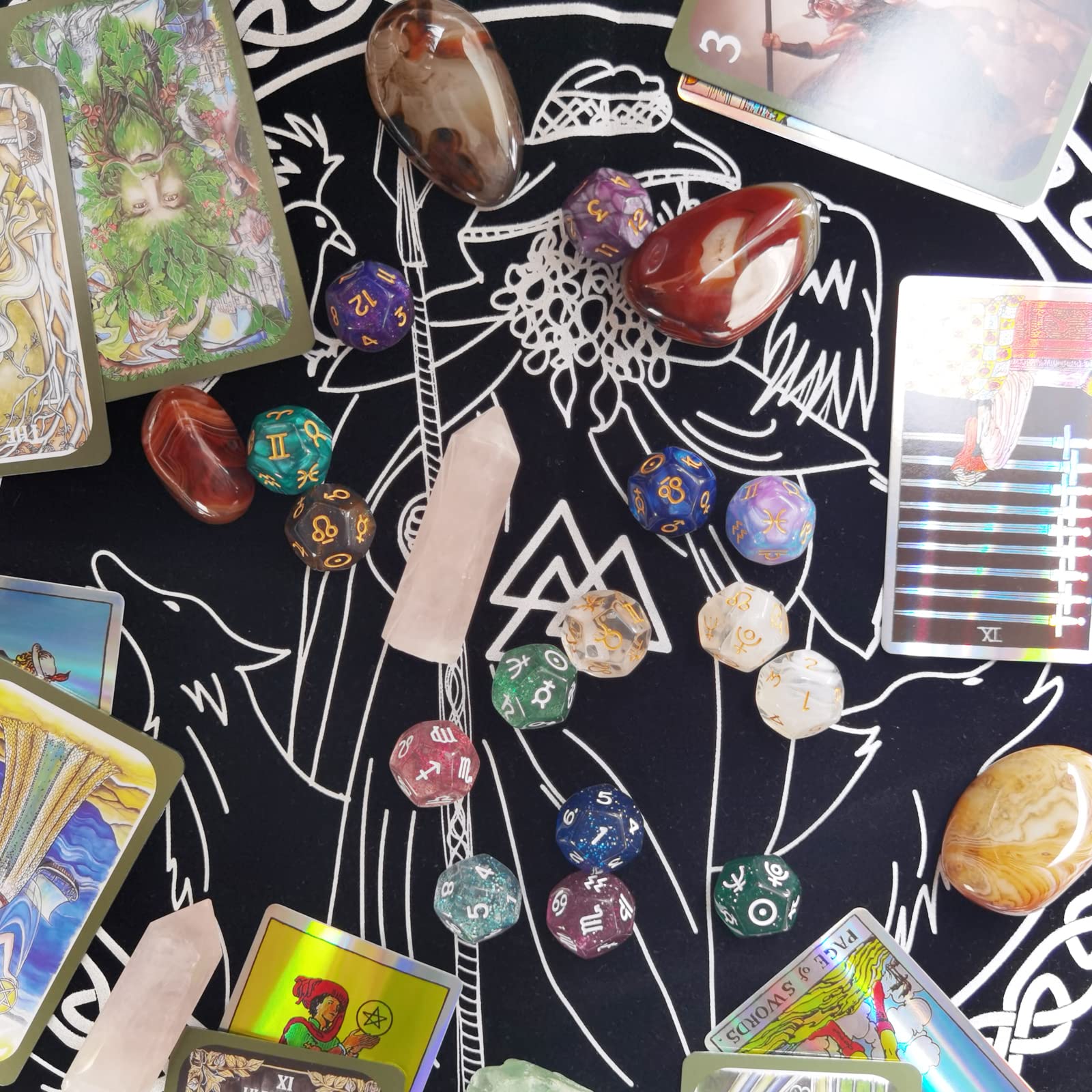 Tarot Cards Dice D12 Astrological Dice Polyhedral Astrology Dice Constellation Sign Zodiac Signs With Bag-15pcs