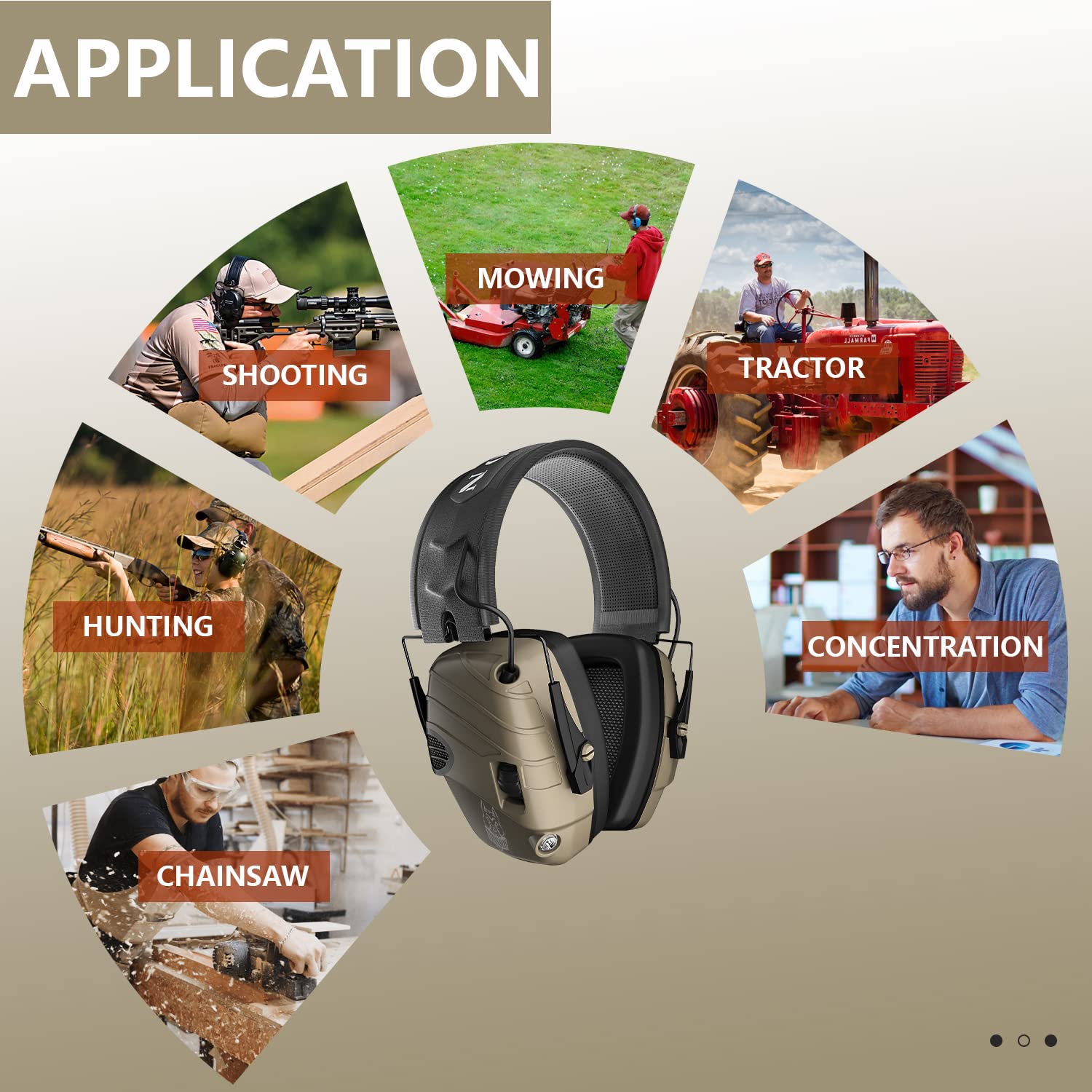 TINSSON Electronic Shooting Hearing Protection Earmuffs for Gun Range NRR 23dB Noise Cancelling Headphones for Hunting FDE