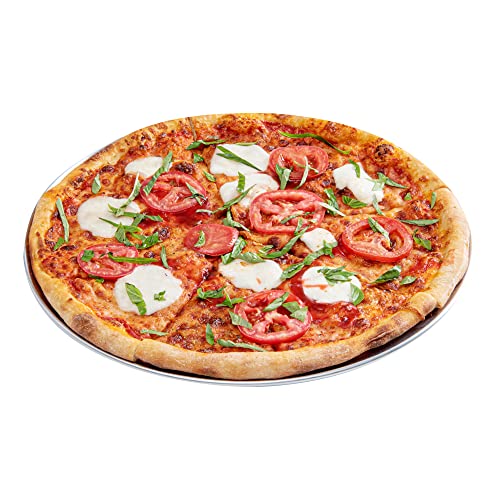 Restaurantware Met Lux 16 Inch Commercial Pizza Pan 1 Coupe Style Pizza Cooking Tray - Heavy-Duty 18-Gauge Aluminum Round Baking Tray Oven-Baking For Pizzas & More