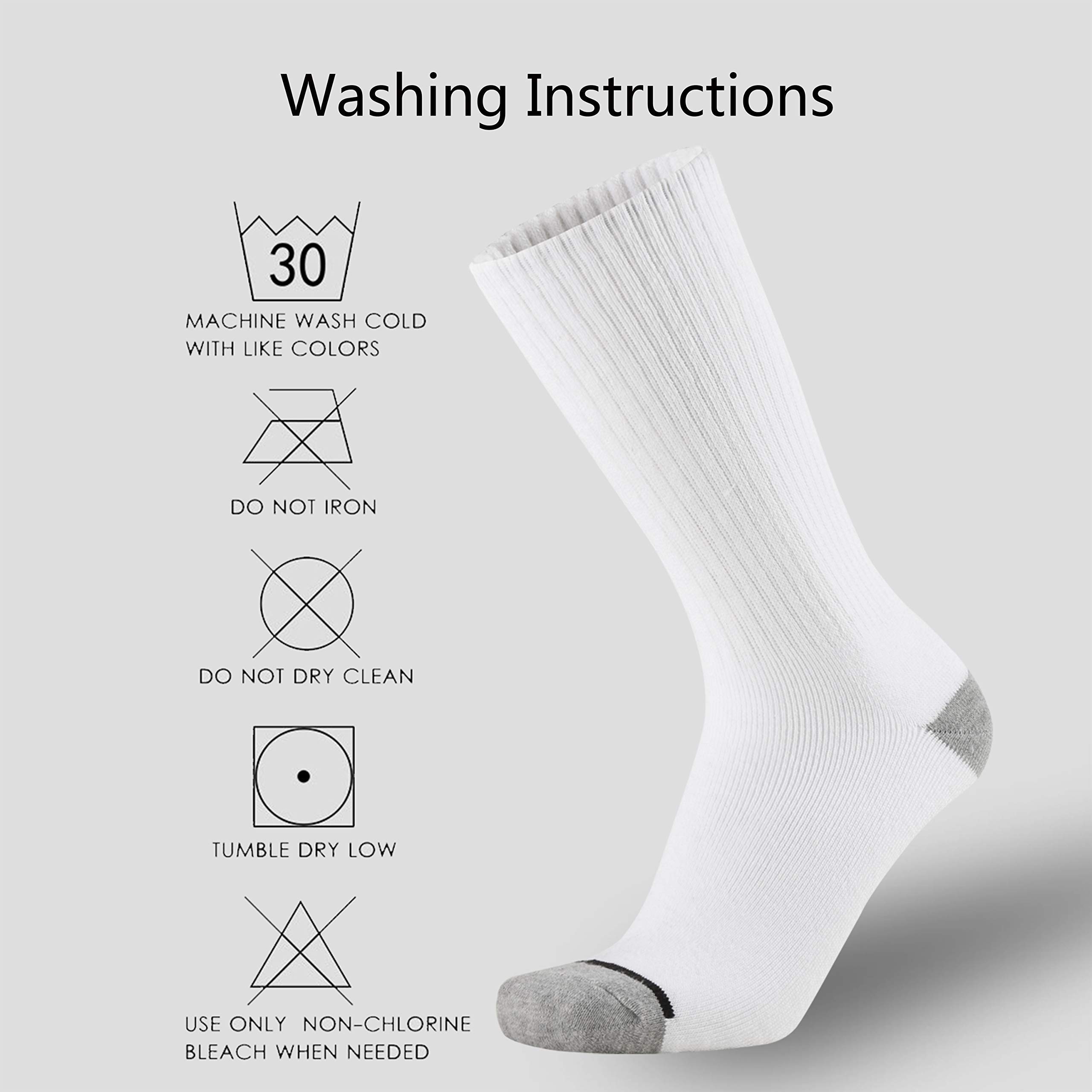 ONKE Cotton Cushion Crew Socks for Men Women Athletics All Seasons Thick Warm Heavy Duty Work Boots Moisture Wicking Control(White M)