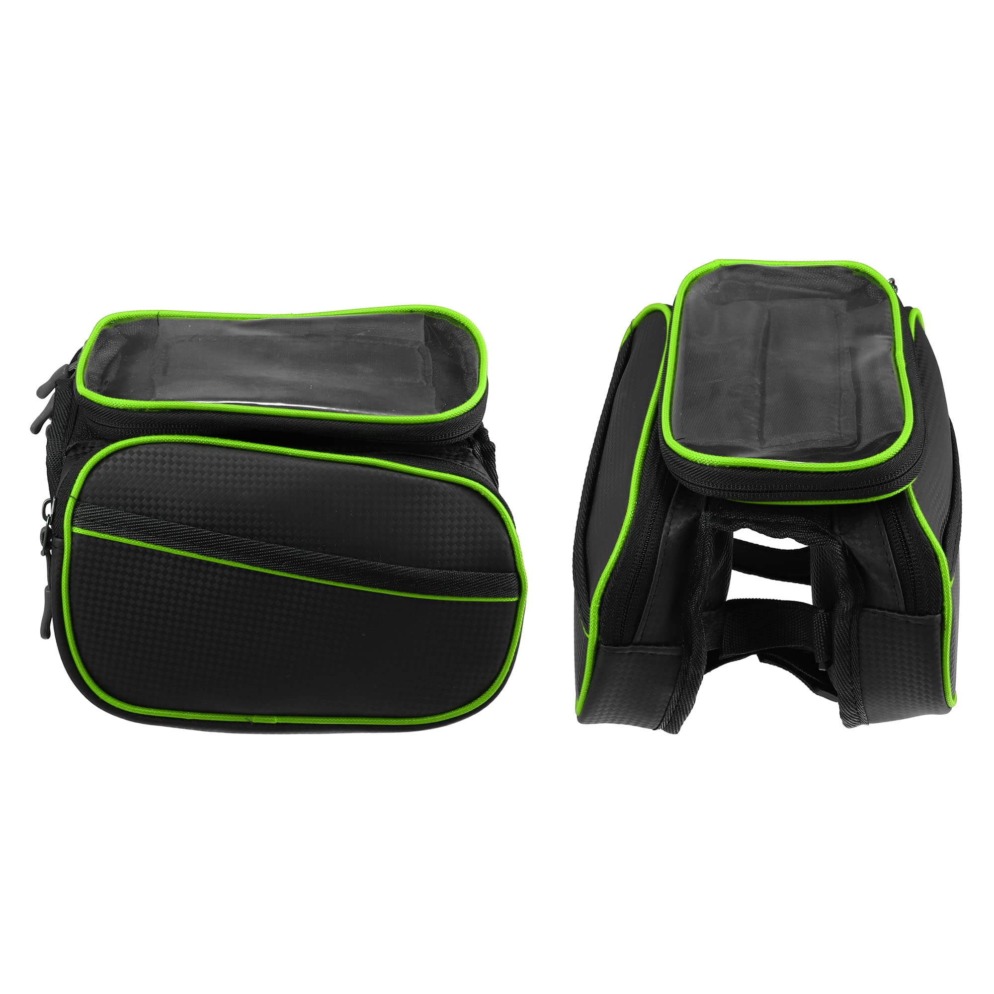 X AUTOHAUX Bike Front Frame Pouch Bag with 6.2-inch Touch Screen Phone Holder Waterproof Bicycle Storage Bag for Road Mountain Bikes Green
