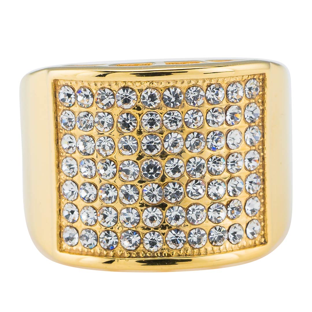 NIV'S BLING - Micropave Pinky Ring Iced Cubic Zirconia | 18K Gold-Plated Stainless Steel Wedding Band