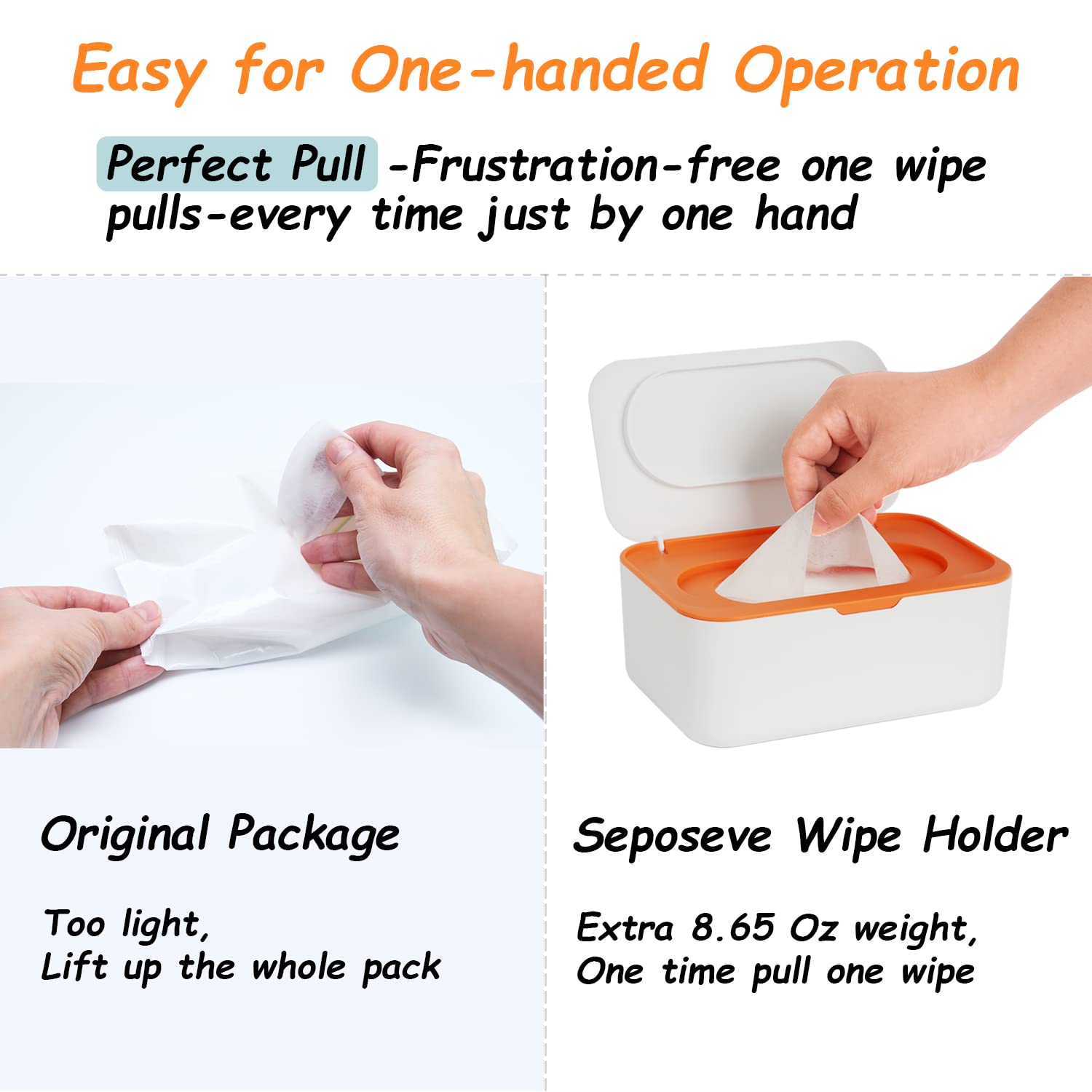 Wipes Dispenser, Wipe Holder for Baby & Adult, Seposeve Refillable
