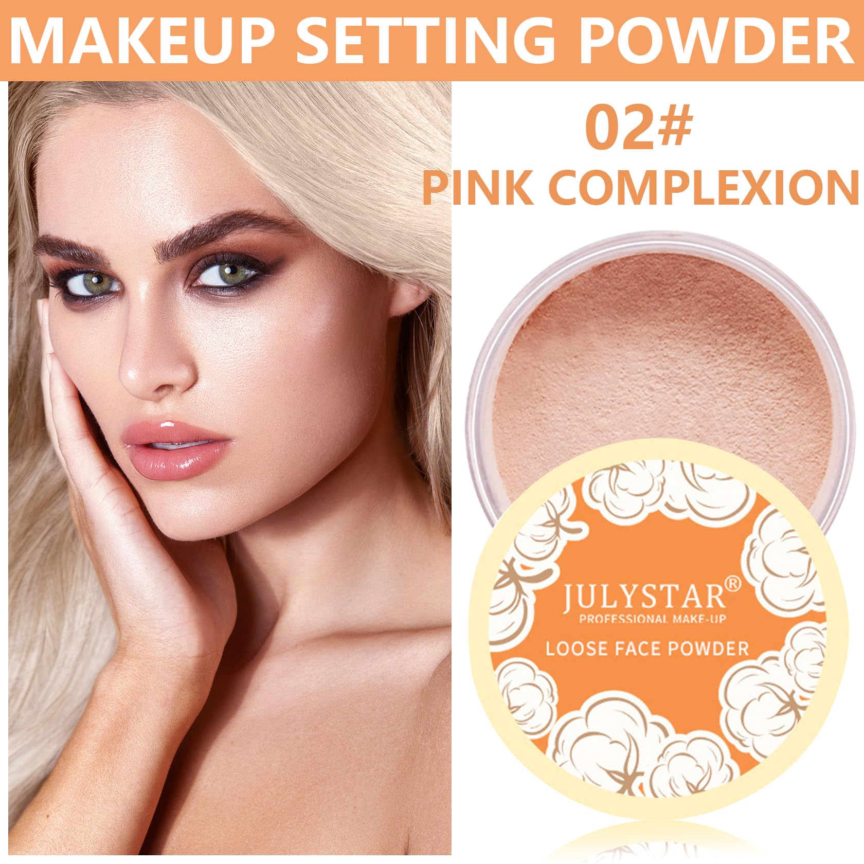 Pink Translucent Powder Setting Powder Makeup Loose Face Powder Oil Control Long Lasting Soft Focus Matte Loose Powder Makeup For Flawless Skin Tone 02#Pink Complexion