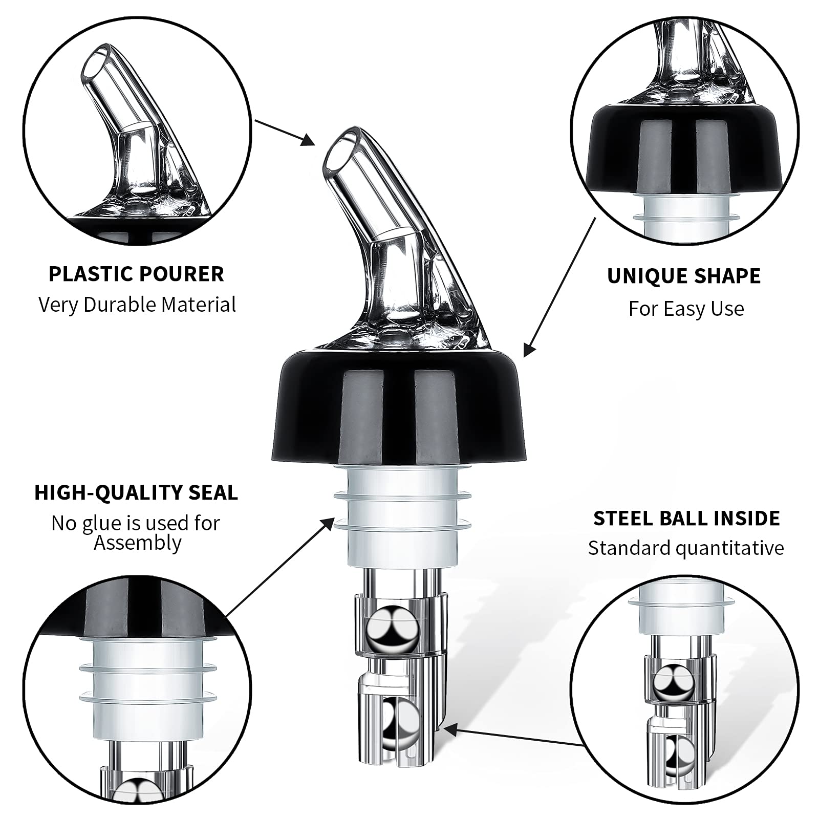 SuproBarware Shot Glass Set of 36 Heavy Base Shot Glass Bulk 2 oz Plus Automatic Measured Bottle Pourer - 1.5oz/45ml
