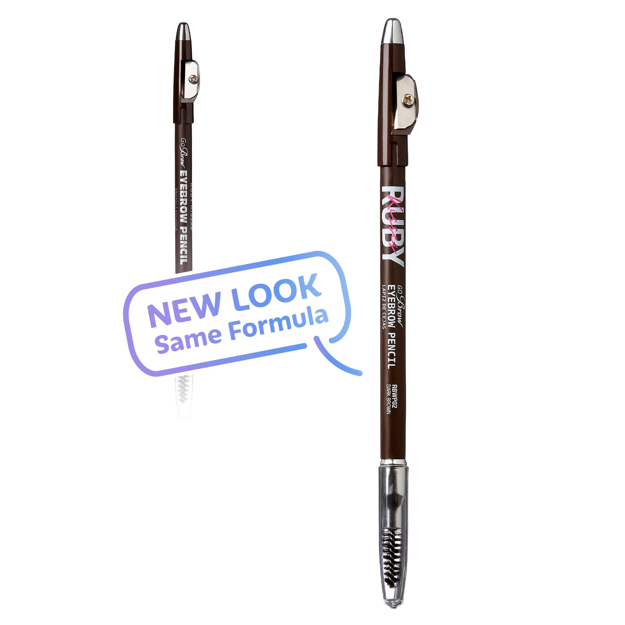 Ruby Kisses GoBrow Eyebrow Pencil, Sharpenable, Longwear, Long Lasting Eyebrow Wooden Pencil for Natural-Looking Brows (Dark Brown)