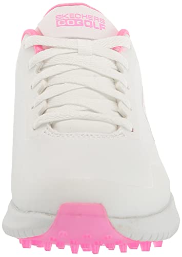 Skechers Women's Go Max Arch Fit Spikeless Golf Shoe Sneaker, White/Pink Waterproof, 6.5