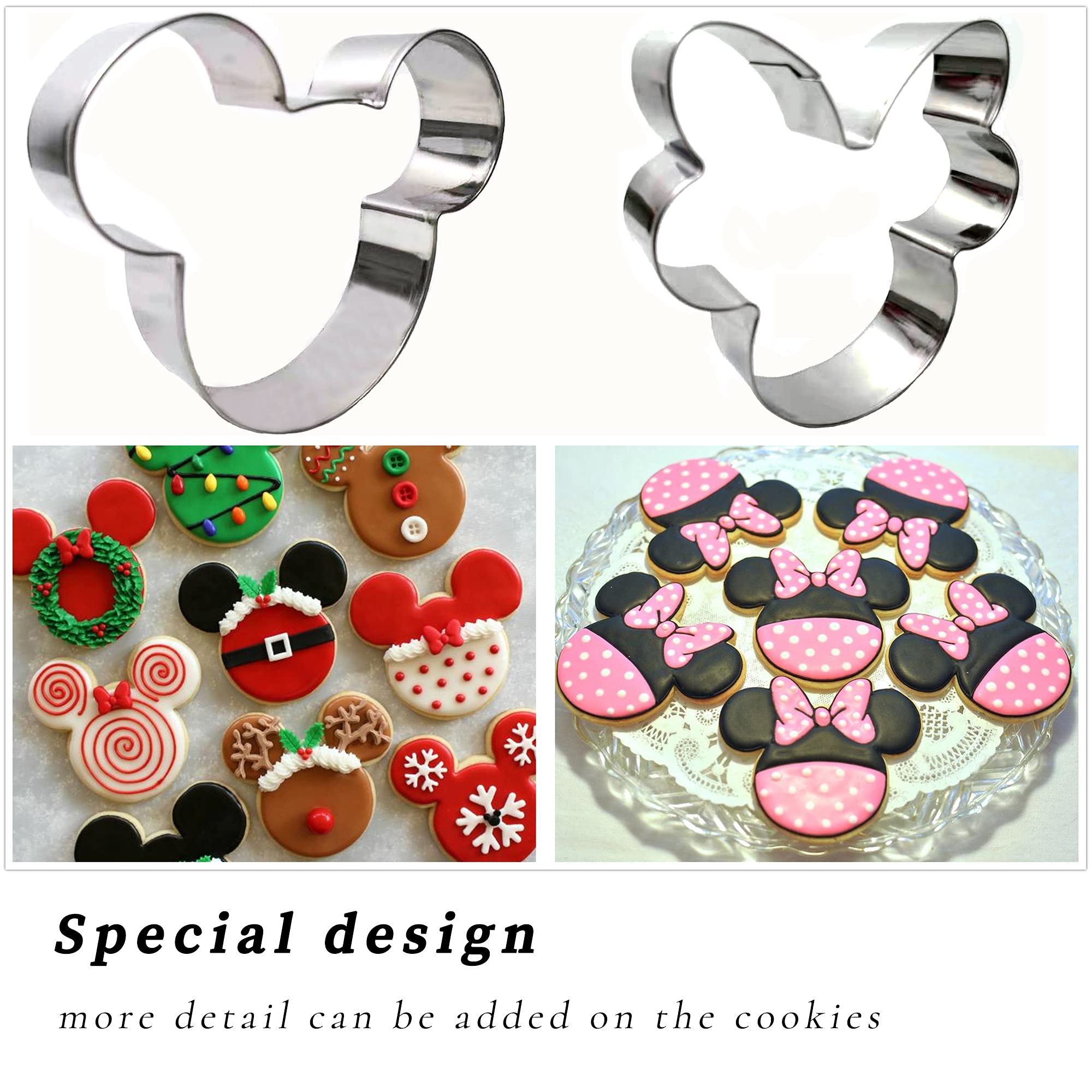 XUNMEINT Mickey Mouse Cookie Cutter Set with Storage Box, Mickey Head, Minnie, Glove, Shoe, Shorts, Mickey Shapes Sandwich Cutter, 8 Pcs DIY Bento Lunchbox Box Fruit Vegetable Cutters for Kids