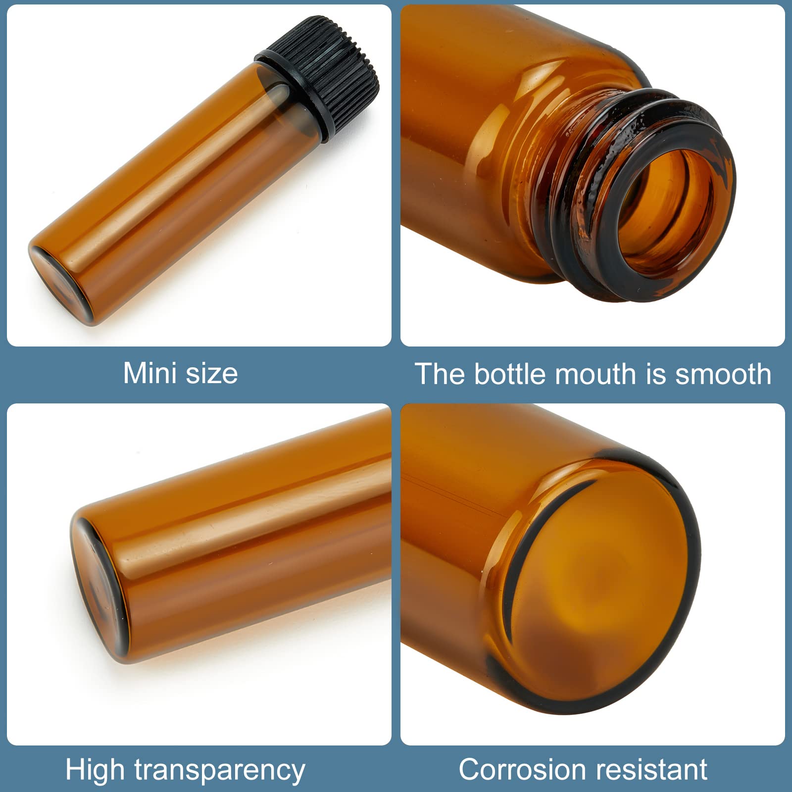 XZSIBIDE 5ML Vials with Caps Pack of 50, Amber Glass Dropper Bottle,Vials Dropper Bottle With Screw Caps,Can Be Used In Labs and Essential Oil Storage