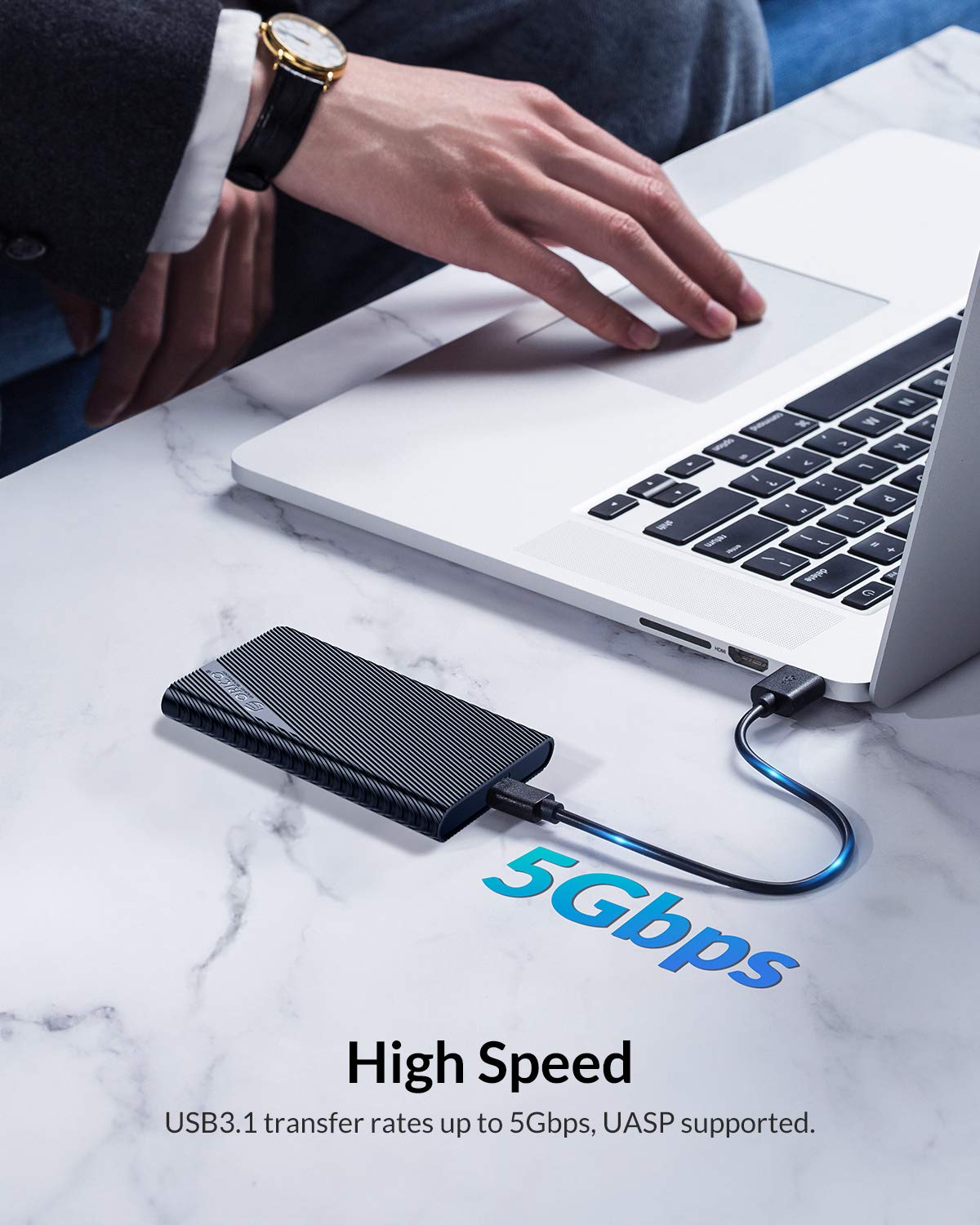 ORICO 2.5" Hard Drive Enclosure USB C to SATA III for 2.5 Inch SSD & HDD 9.5mm 7mm External Hard Drive Enclosure Support Max 6TB with UASP Compatible with MacOS Windows. (2521C3)