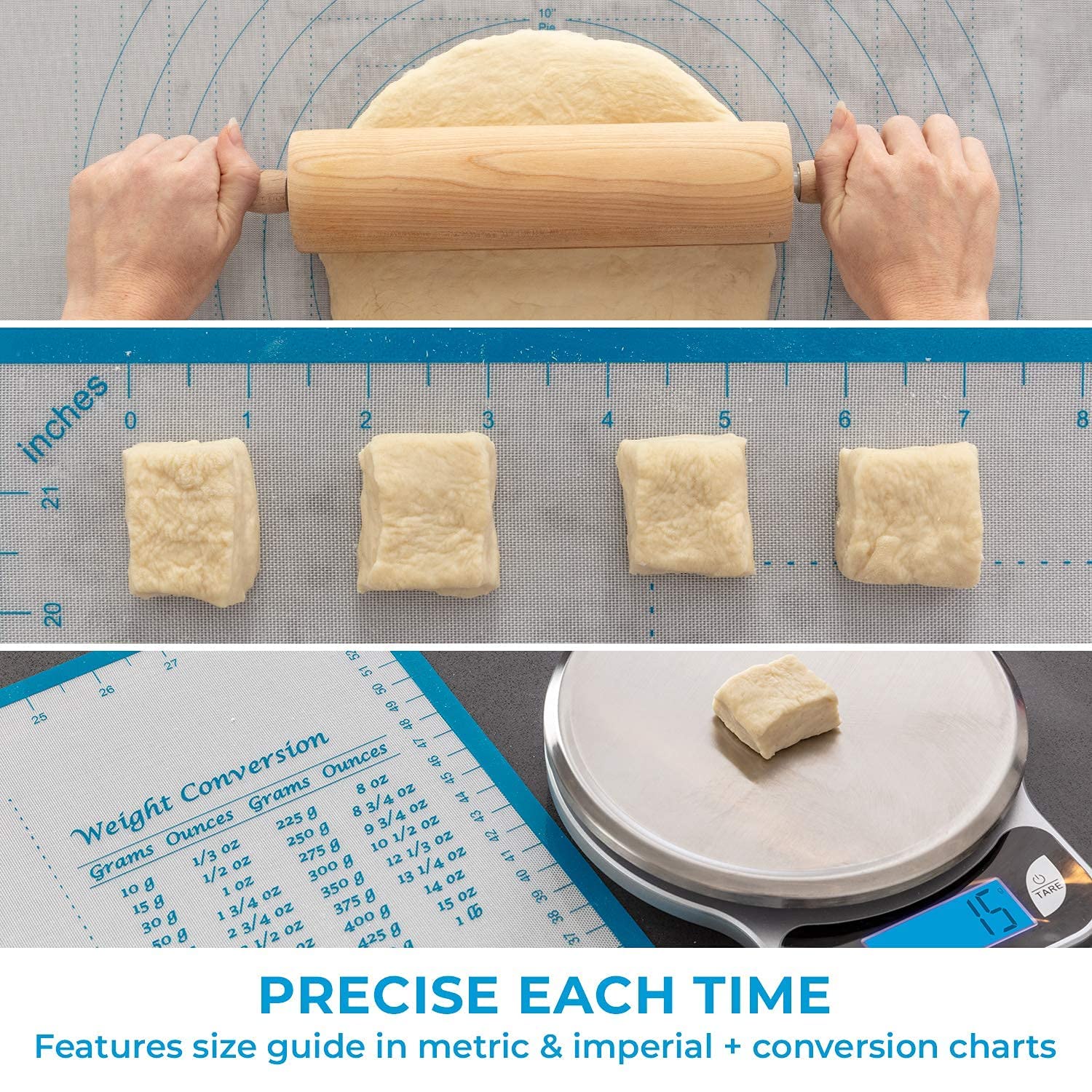 XXL SIZE Silicone Pastry Mat For Rolling Dough Non Slip Extra Large - 23,5'' x 31,5'' Dough Mat for Rolling - Rolling Mat For Dough with Measurements - Nonstick Fondant Mat - Large Silicone Baking Mat