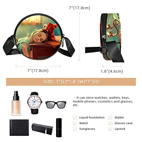 Wangsxing Small Crossbody Bag Girl Sleeping Round Purse Wallet Shoulder Bag