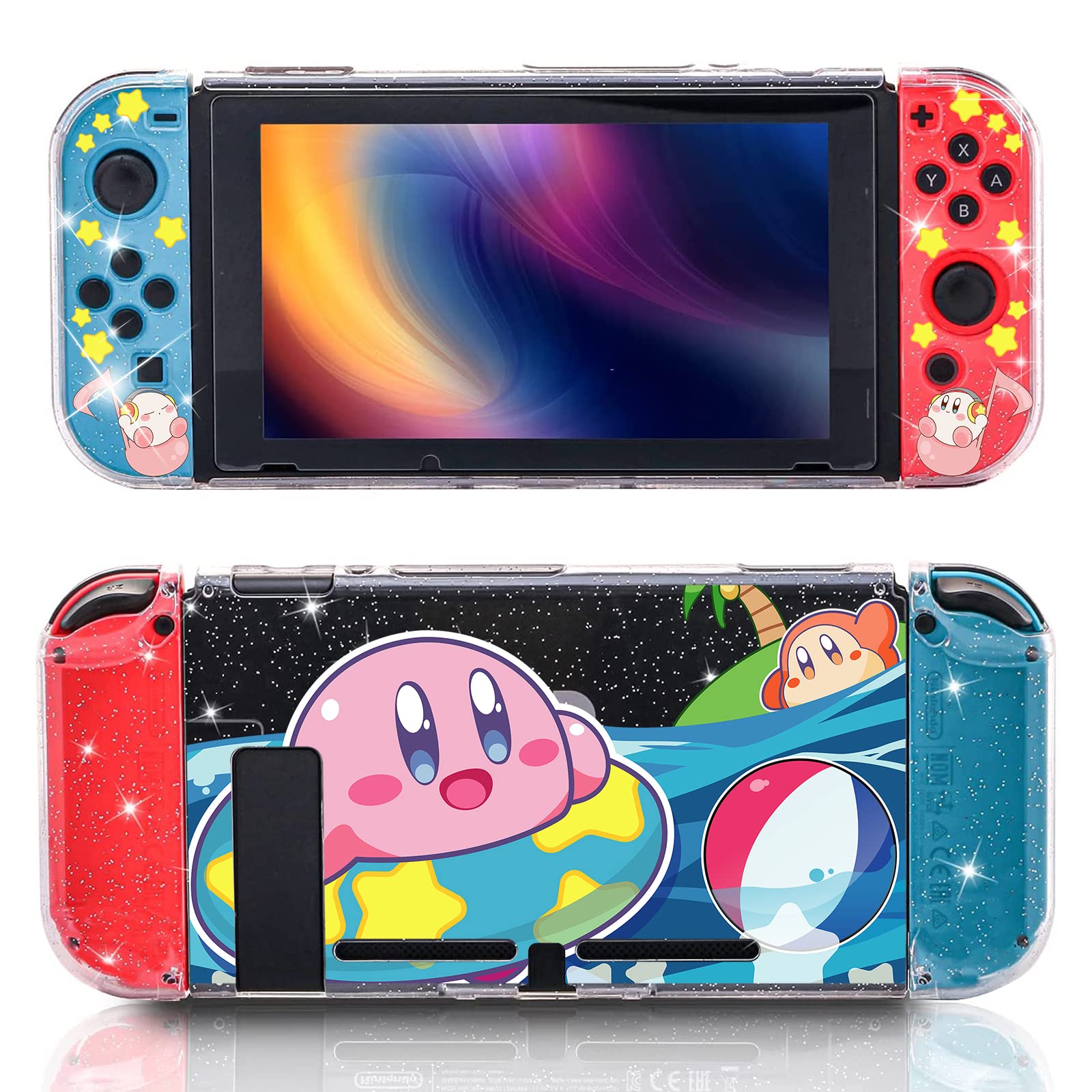 Xcitifun Designed for Nintendo Switch Case Joy-Con Switch Clear Cases [PC+TPU] for Girls Boys Kids Cute Kawaii Cartoon Protective Shell Compatible with Nintendo Switch Controller Cover - Character 1