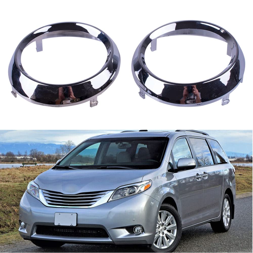 SixBuys Fog Driving Light Lamp Chrome Bezel Trim Ring Compatible with Toyota Sienna SE Mini 3.5L DOHC Naturally Aspirated 2011-2017 Replace 5271308020 TO1038150 5271208020 TO1039150