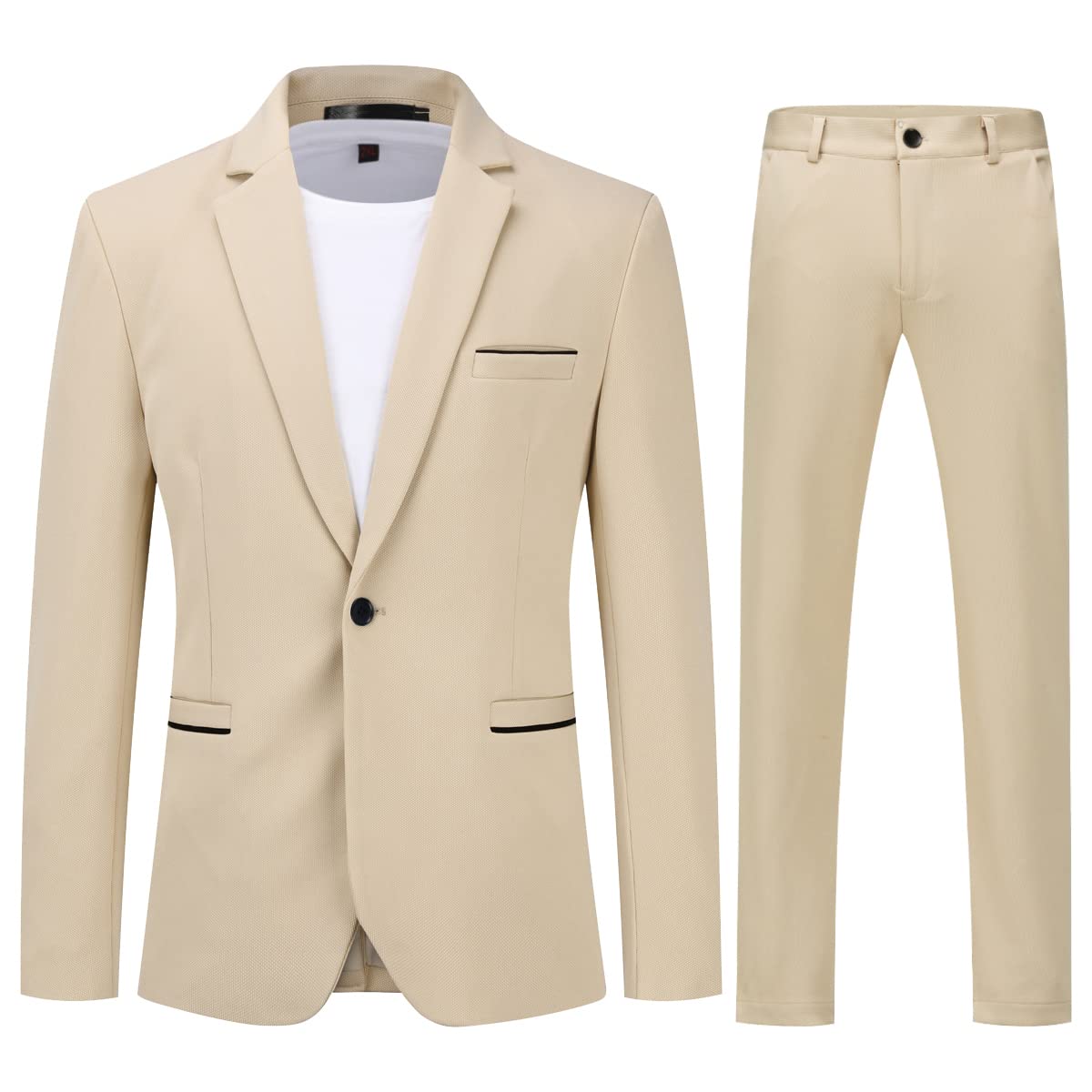 Mens 2 Piece Suits Casual 1 Button Tux Blazer Jacket Vest Trousers Suit Sets