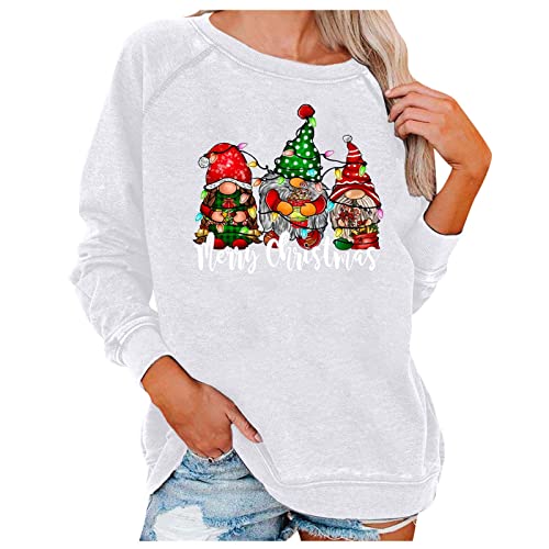 Womens Cute Christmas 3d Print Tops Autumn and Winter Fashion Pullover Long Sleeve Round Neck Sweatshirt