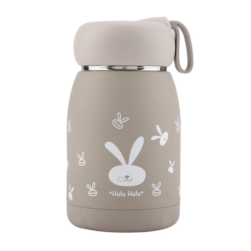 Stainless Steel Water Bottle, Cute Rabbit Pattern Vacuum Cup Mug Thermos Cup Water Bottle Leak Proof Sport Tumbler Cup Hot and Cold Water Bottle for Women Girls Kids Gift(Coffee)