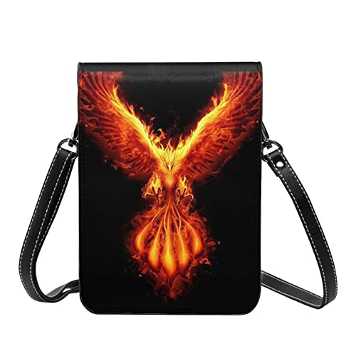 SKETVNHR Dark Phoenix Magic fire Small Crossbody Cell Phone Purse for Women Soft Leather Fashion Travel Wallet with Adjustable Strap