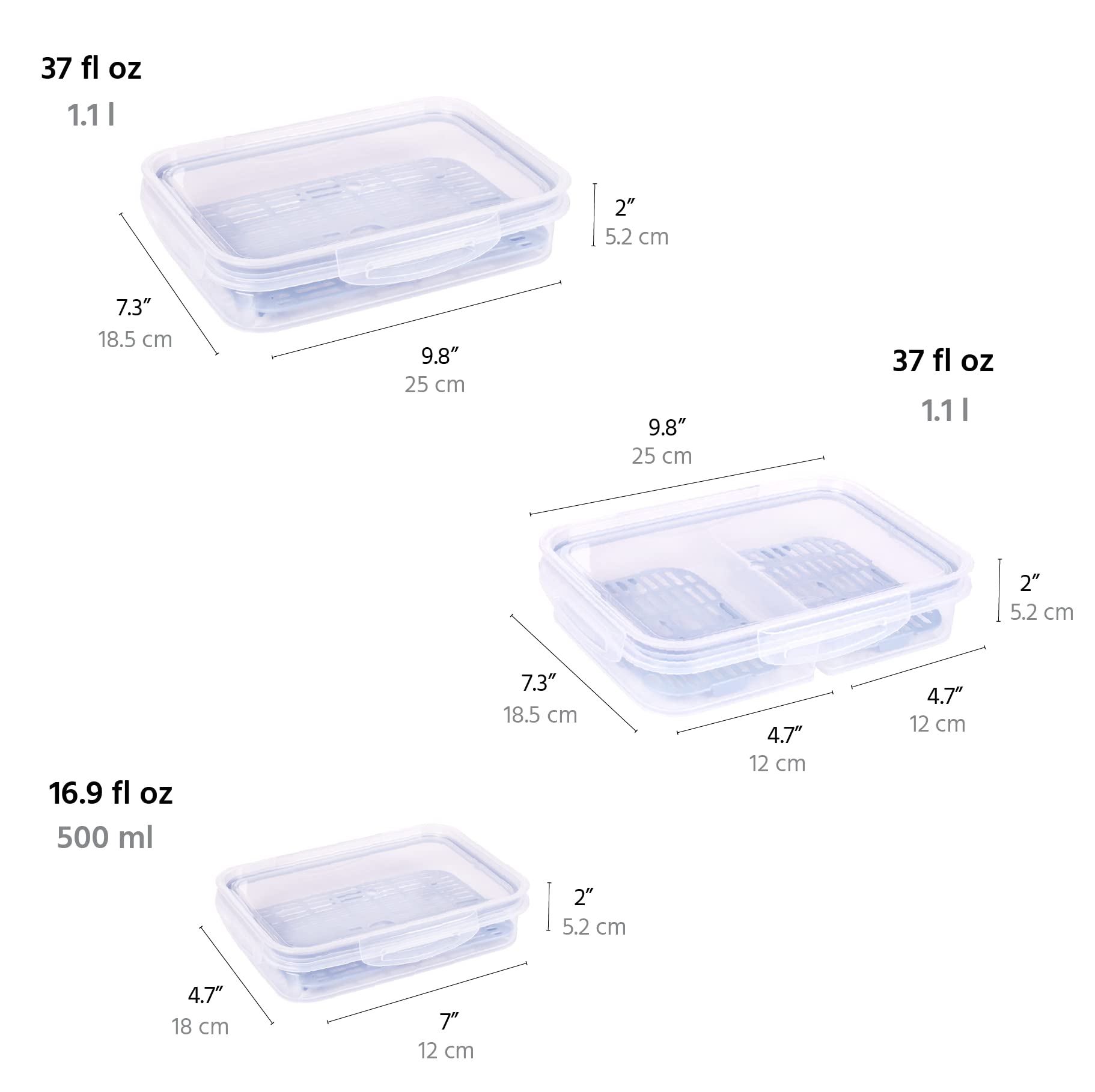 Set of 3/6 Hermetic Plastic Food Storage Containers Airtight Stackable Leakproof β Deli Meal Prep Container for Fridge - Ideal for Fruits, Bacon, Cheese, Veggies, and More - BPA Free (Blue x 6)