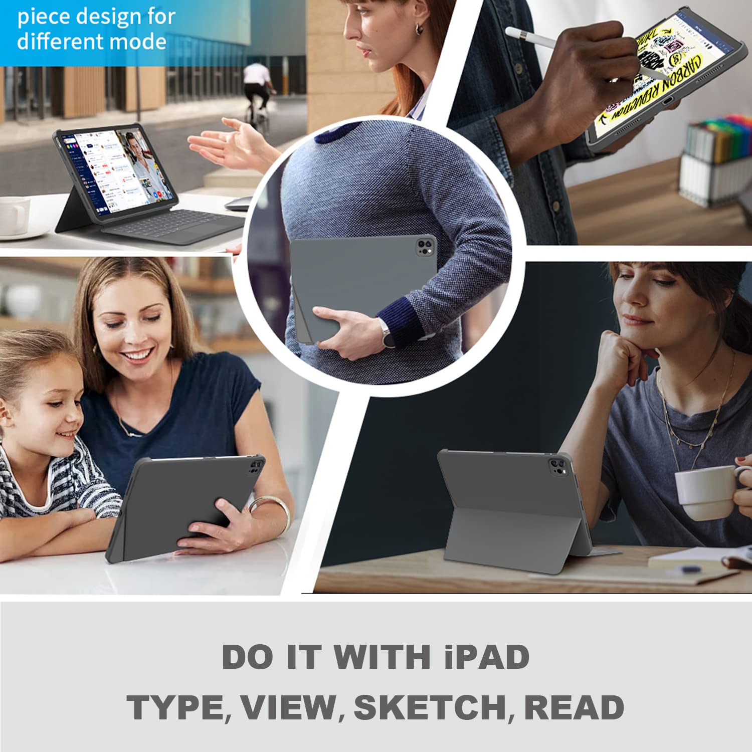 WIWU iPad Pro 11 Inch Case with Keyboard(2022 4th-2018 1st Gen), iPad Air 5th/4th Gen, iPad Pro Keyboard Case with Trackpad, Detachable Wireless Keyboard for iPad Pro 11 Inch