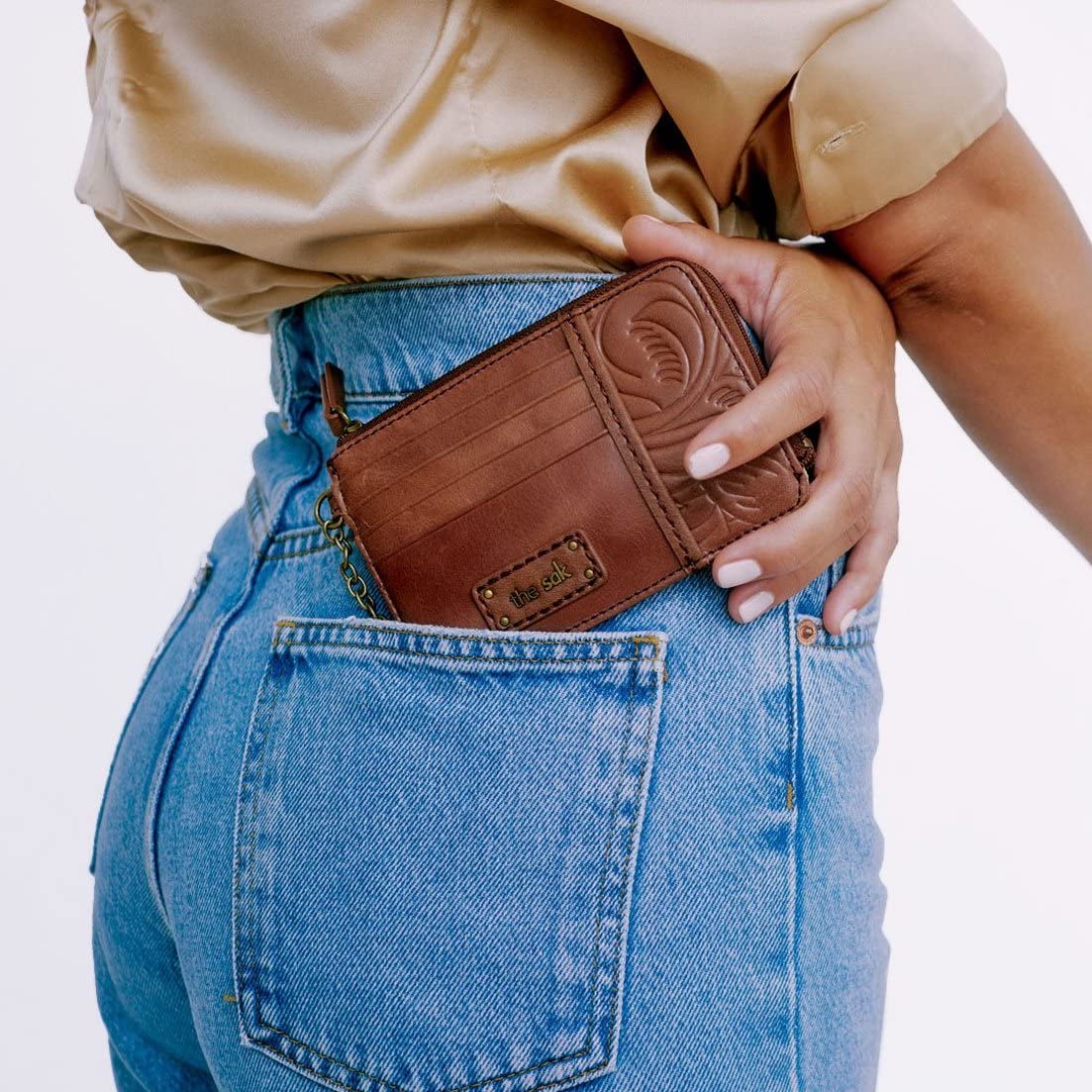 The Sak mens Leather, Keychain, & Iris Card Wallet in Leather Elevated Everyday Purse with Keychain Includes Credit Card Holders C, Dusty Blue Ii, One Size US