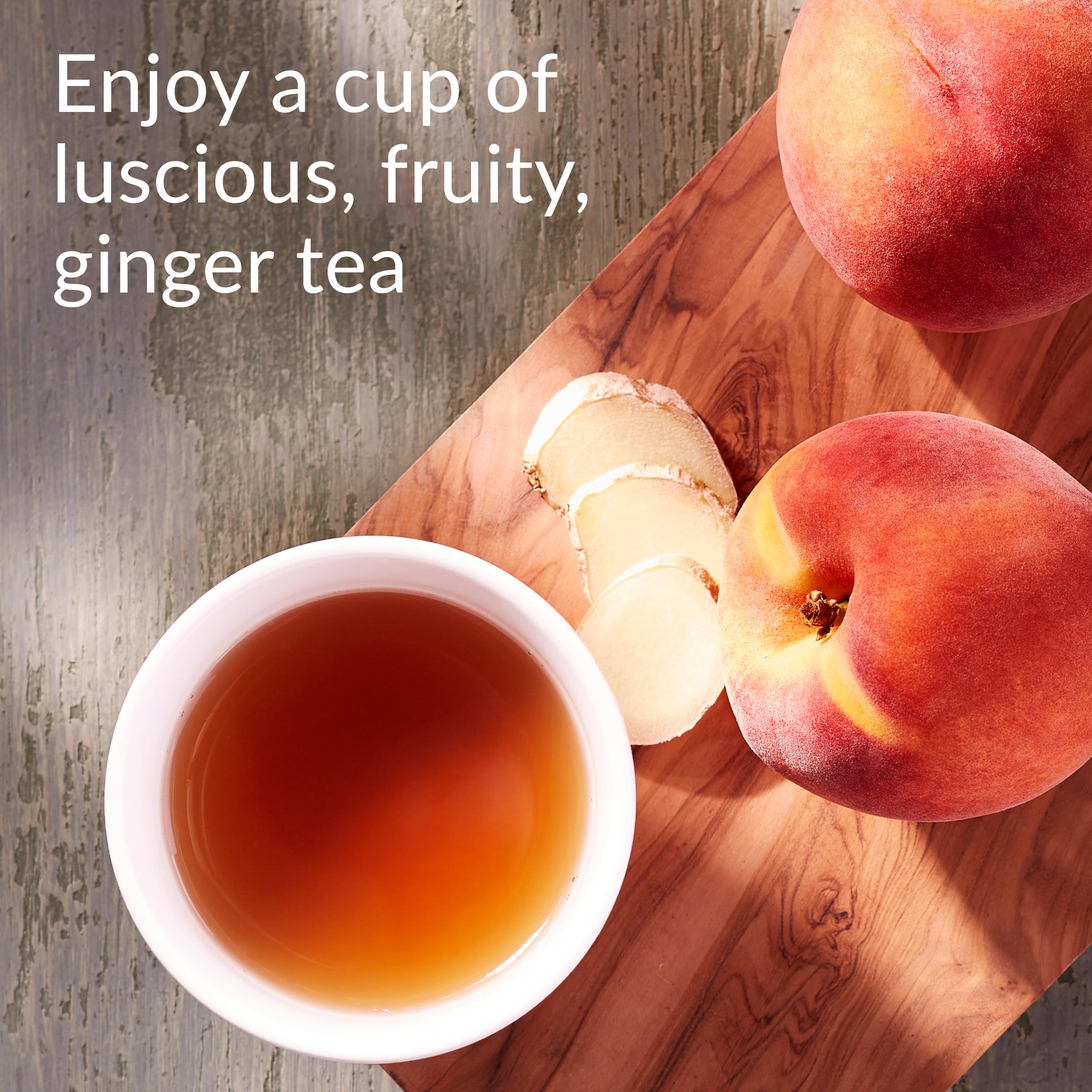 The Republic of Tea โ Decaf Ginger Peach Black Tea Tin, 50 Tea Bags, Environmentally- Friendly Decaffeinated Tea
