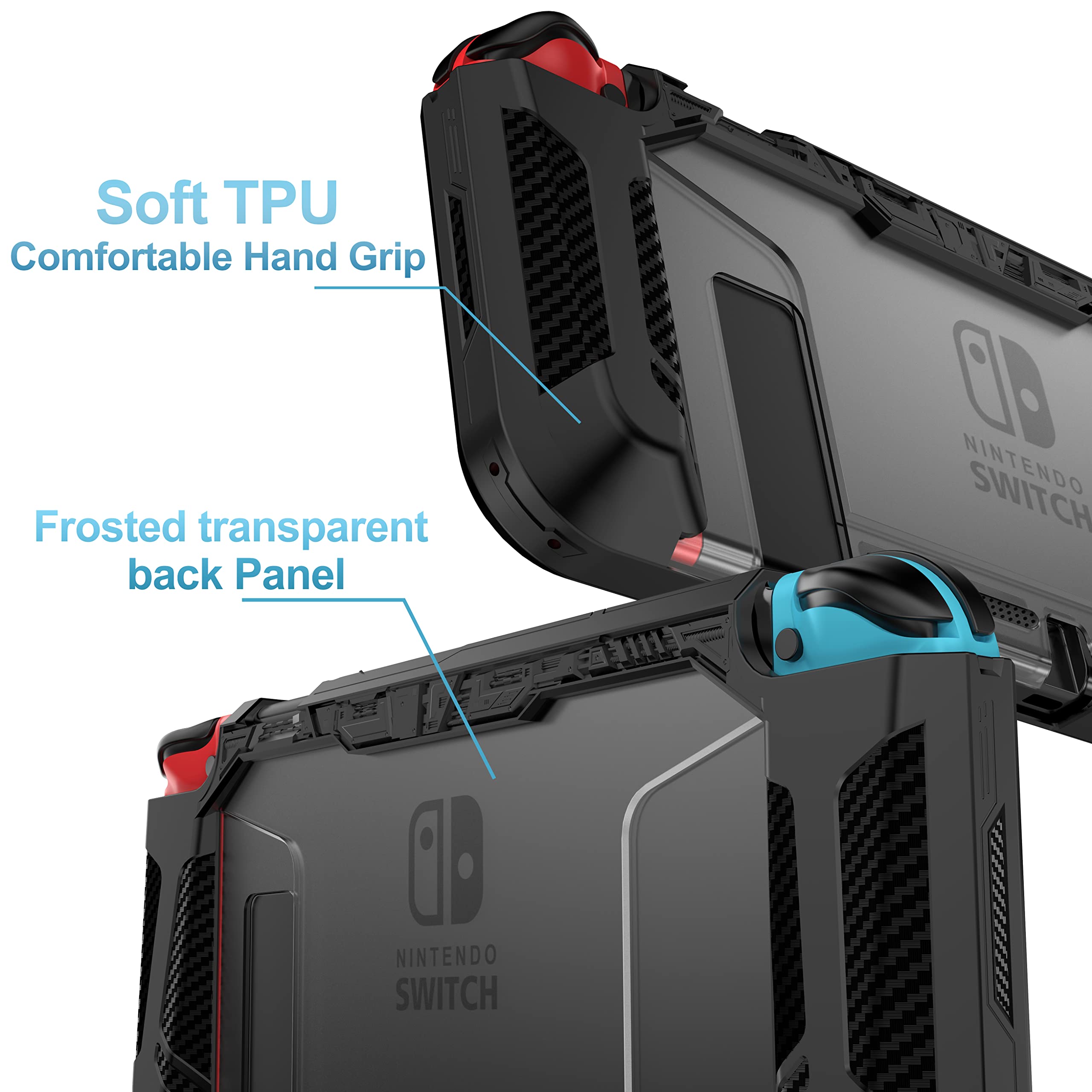PiMivco Dockable Case for Nintendo Switch 2017,Protective Case Compatible for Nintendo Switch and Joy-Con Controller ,TPU Grip Cover with Shock-Absorption and Anti-Scratch Design(Black)…