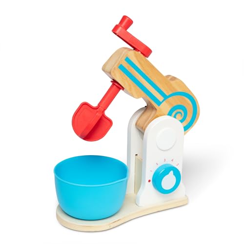 Melissa & Doug Wooden Make-a-Cake Mixer Set (11 pcs) - Play Food and Kitchen Accessories - FSC Certified