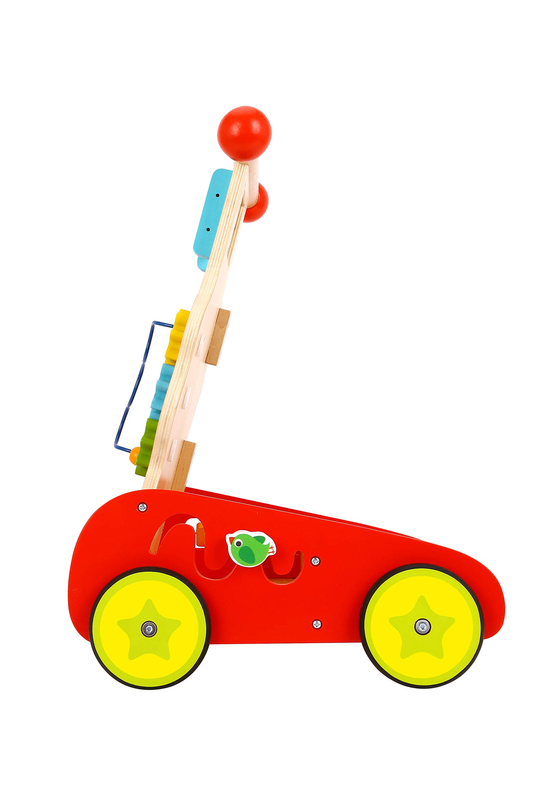 Pidoko Kids Lion Baby Walker Cart with Wheels - Wooden Activity Center Push and Pull Toy - for 1 Year Old and Up