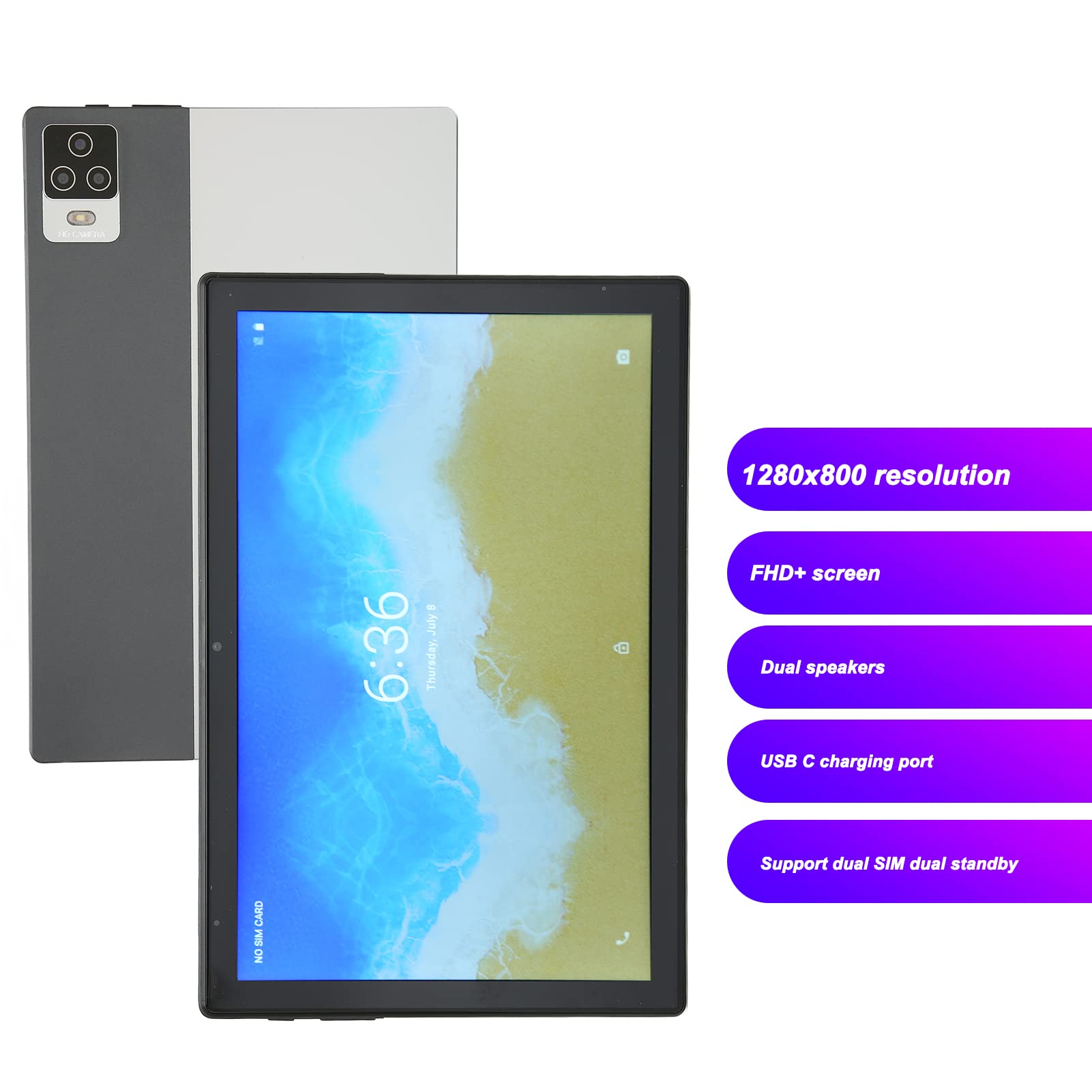 Tablet PC, 4G RAM 128G ROM HD 5.0 Tablet for Home to Office (US Plug)