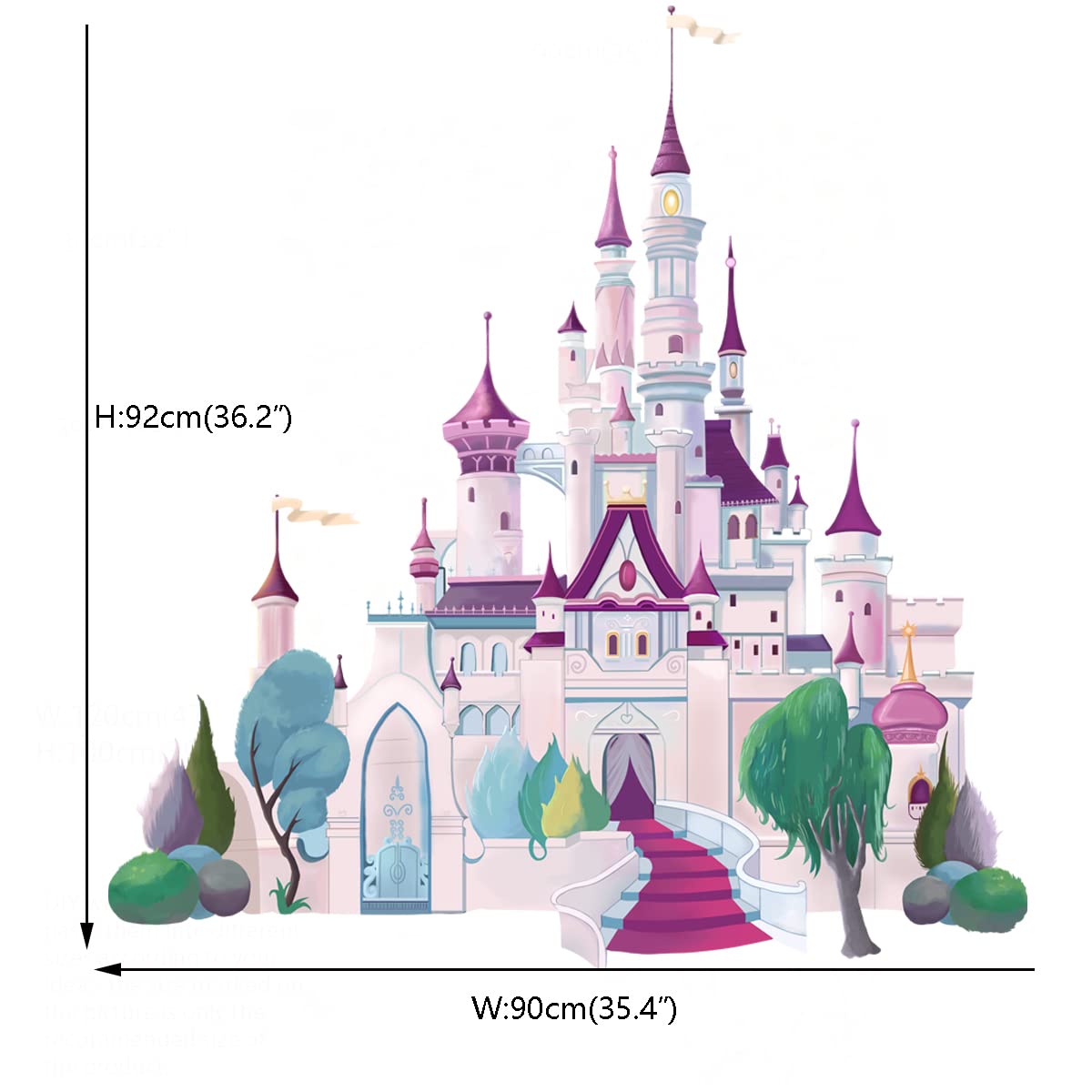 Runtoo Large Castle Wall Art Decals for Girls Bedroom Princess Wall Stickers Nursery Kids Home Decor