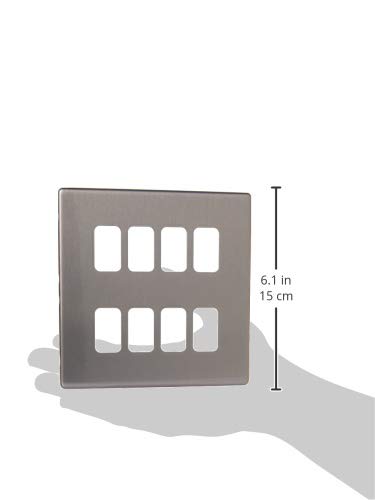 MK Aspect K24348BRC 8-Module Grid Frontplate - Brushed Chrome