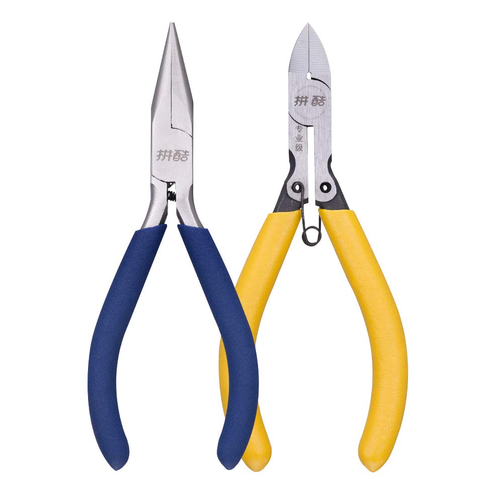 Piececool DIY Tools Set for Metal Earth Model Kits, Professional Clipper and Needle Nose Pliers for Metal Puzzles Assembling Cutting and Bending Tools Kit-Yellow 2pcs Sets