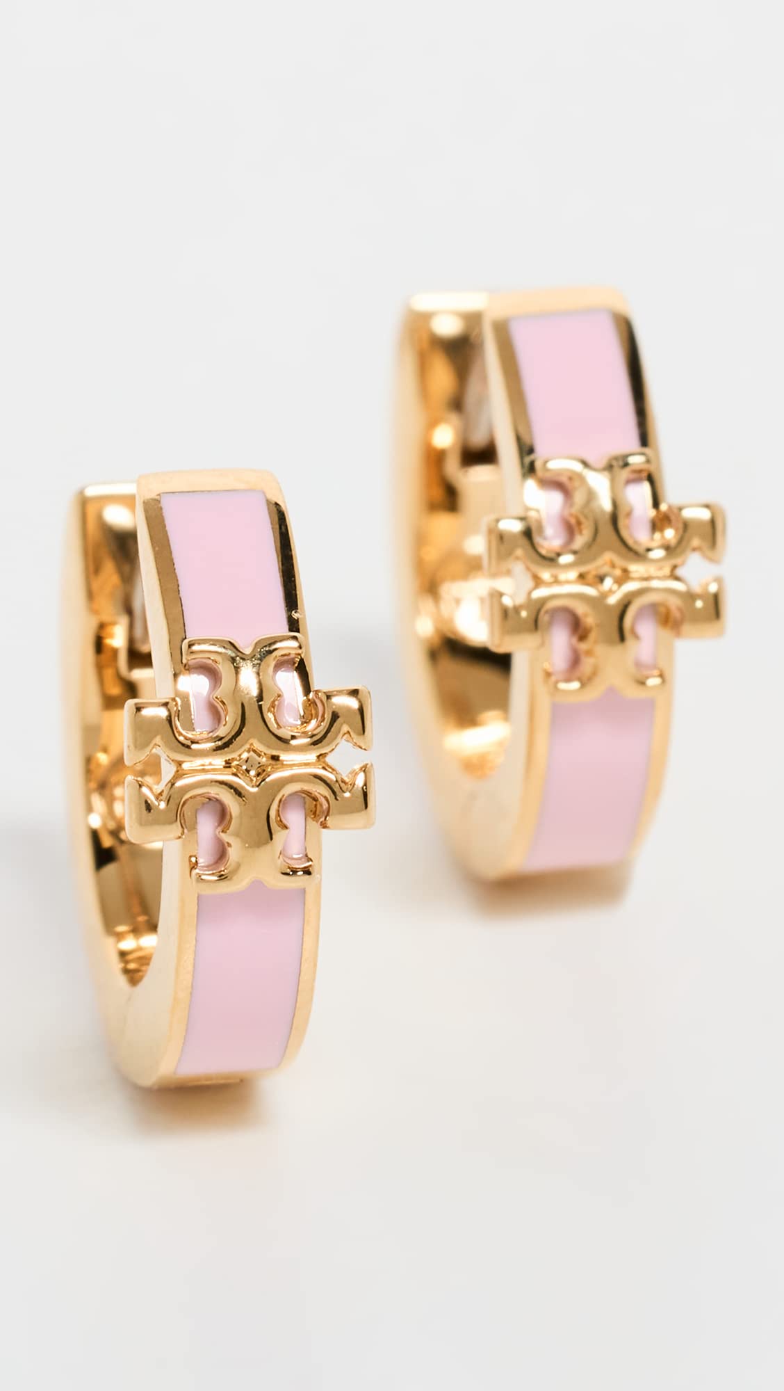 Tory Burch Women's Kira Enamel Huggie Earrings, Tory Gold/Orchid Pink, One Size