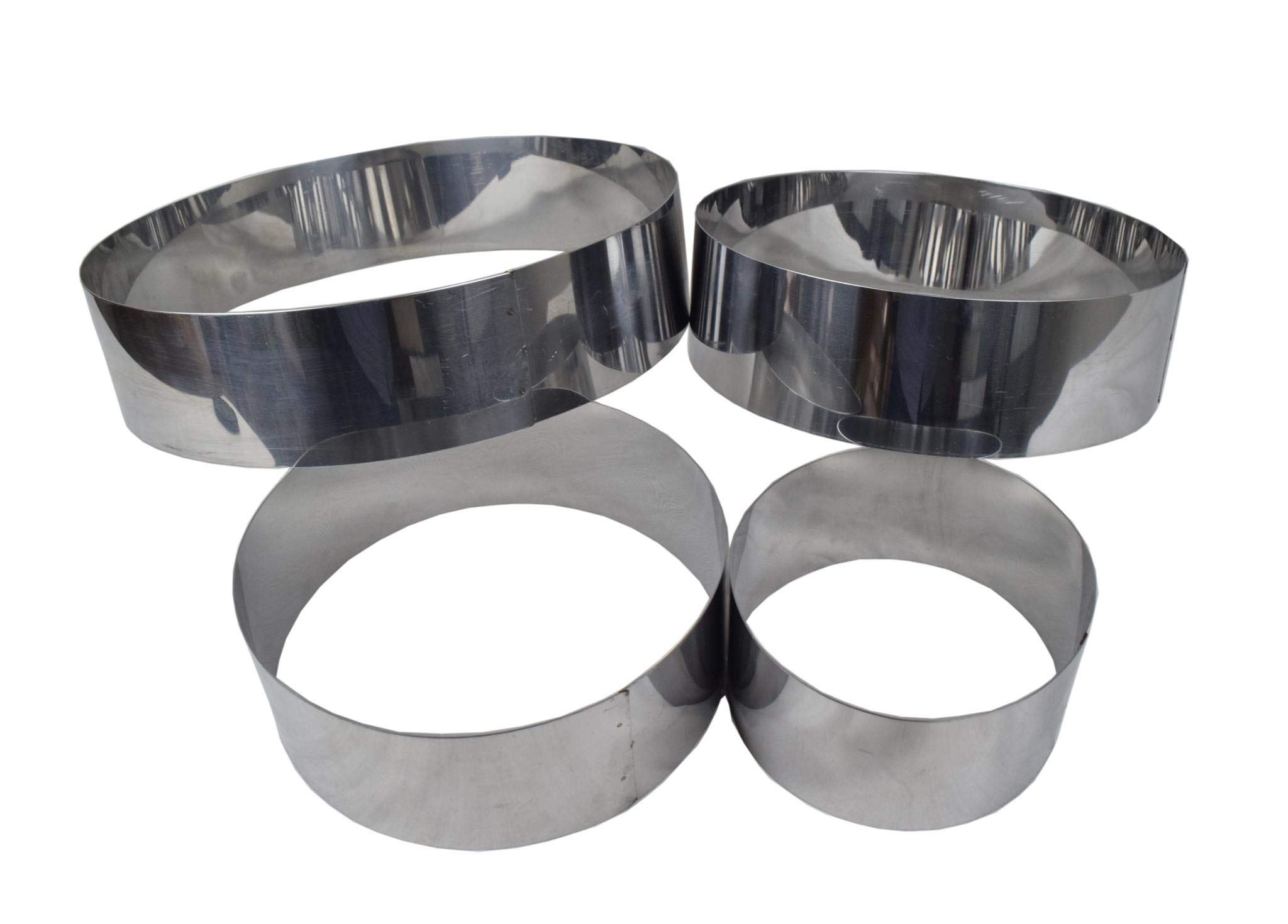 Set of 4 Round Mousse Cake Baking Rings Cutters Bottomless by EUROTINS