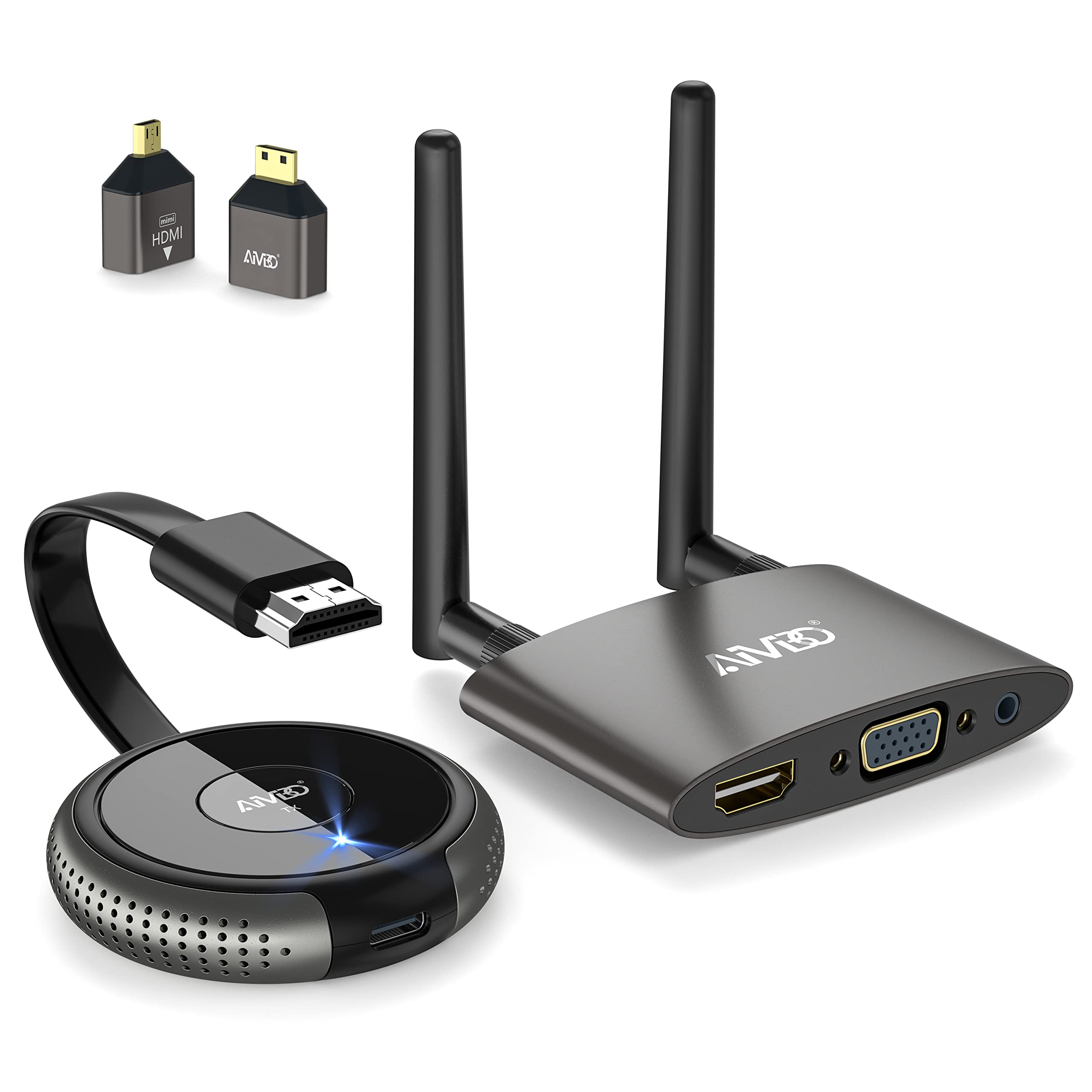 Wireless HDMI Transmitter and Receiver, TIMBOOTECH 5G HDMI Wireless kit 100FT/30M Streaming Video/Audio from PC,Laptop,Phone to TV and Projector,The Projector Adapter for TIKTOK/Neflix/Conferences
